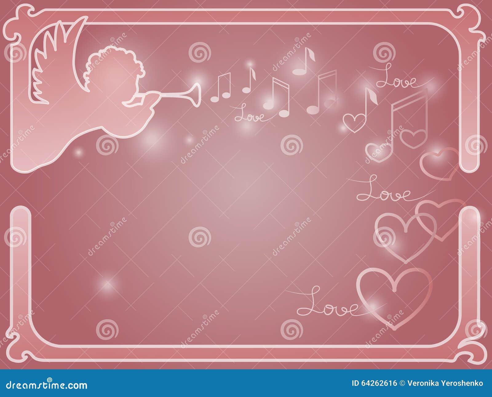 Vector Frame with an Angel and Hearts Stock Vector - Illustration of ...