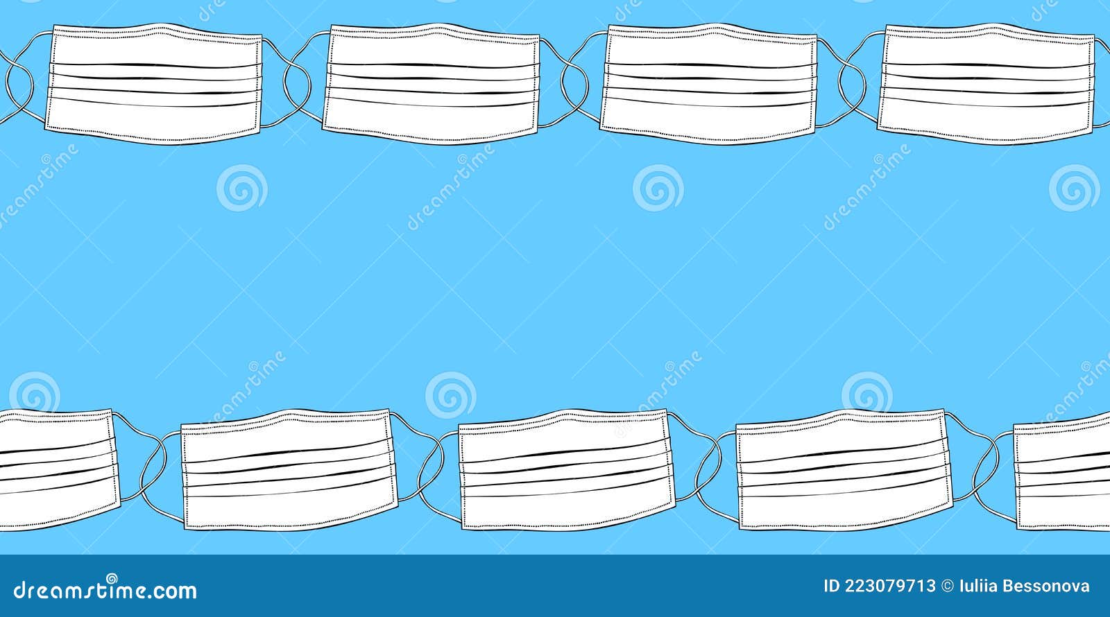 Vector Frame, Backdrop with Medical Face Masks in Doodle Style ...