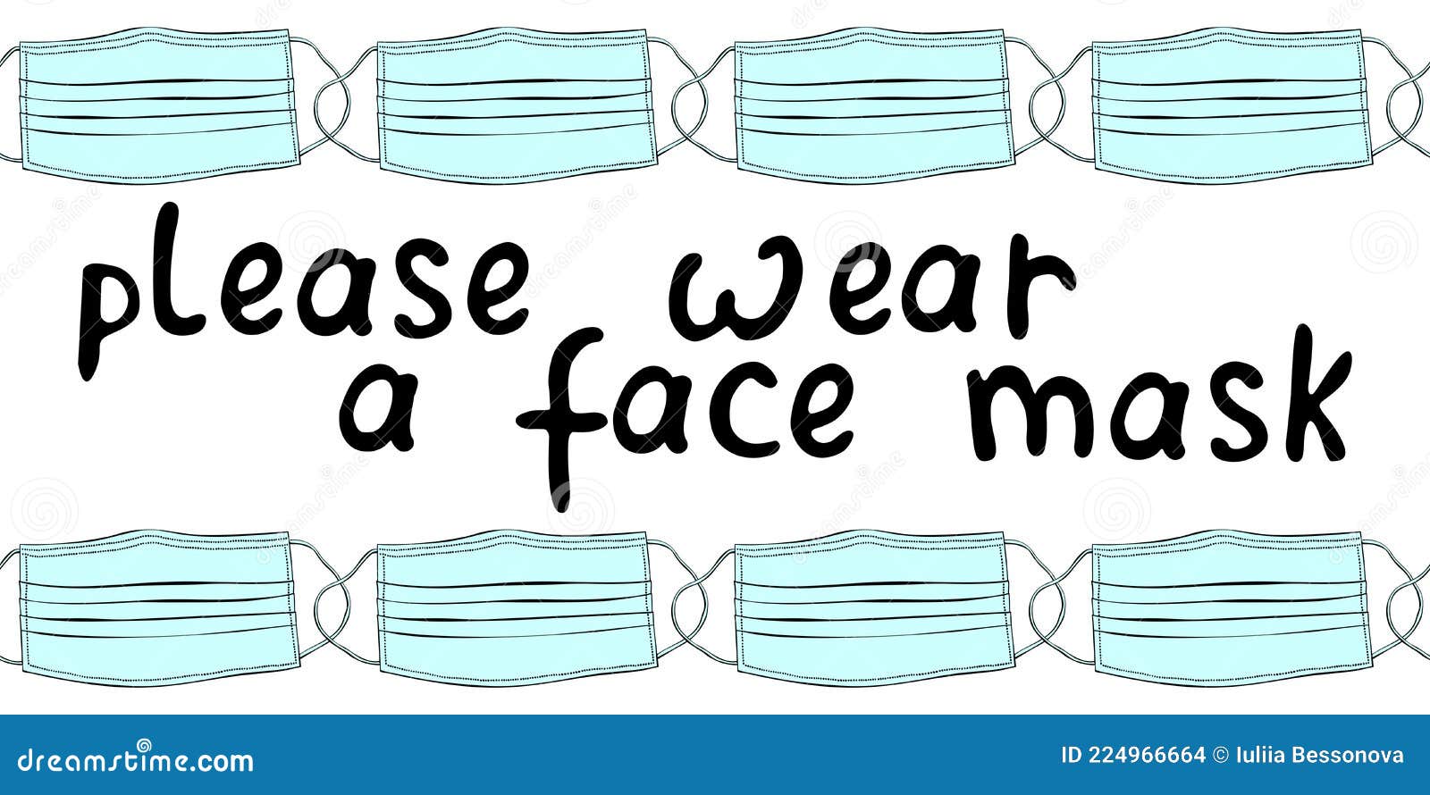 Vector Frame, Backdrop with Medical Face Masks in Doodle Style with ...