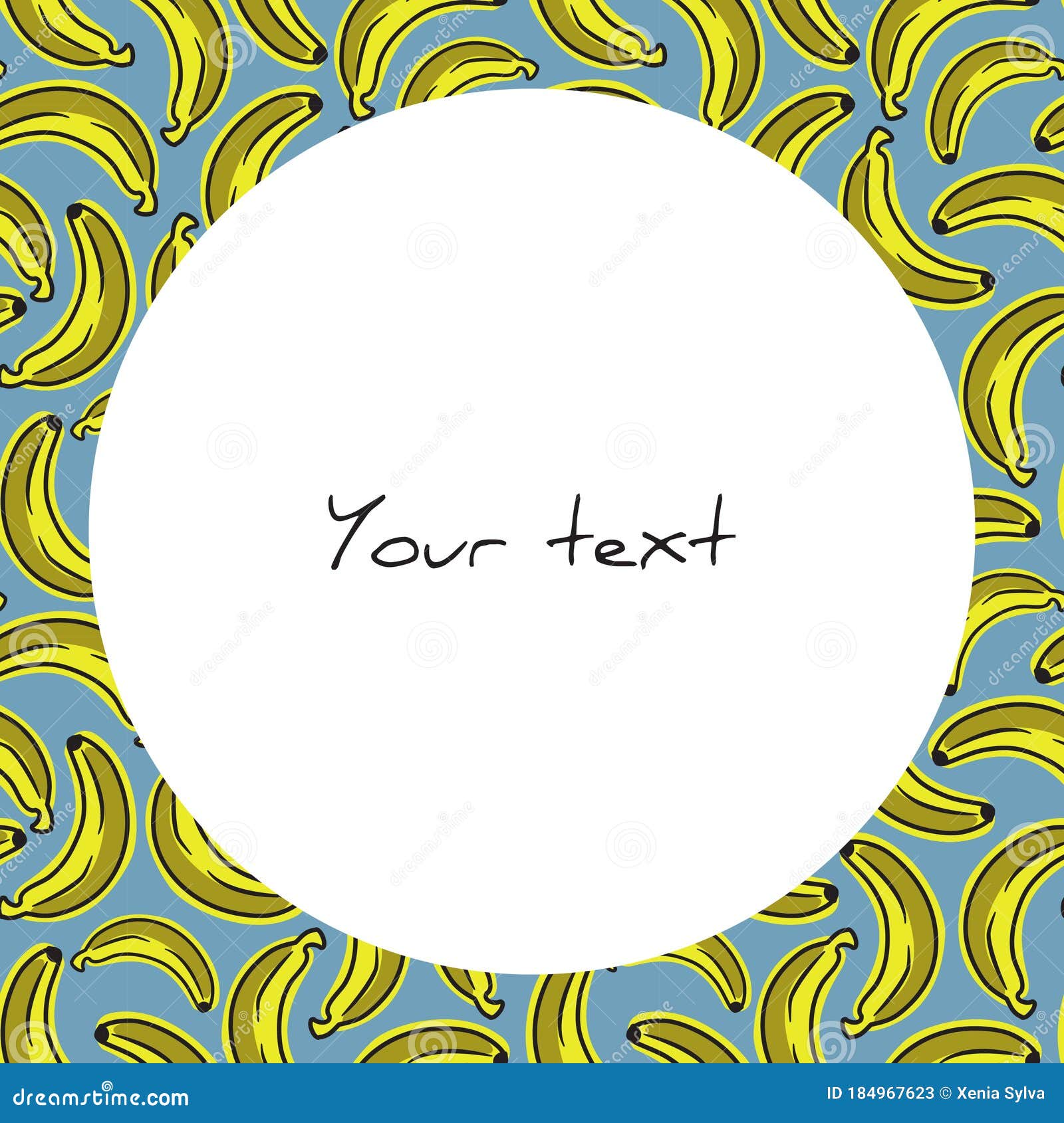 Vector Frame with Bananas on Blue Background. Stock Vector ...