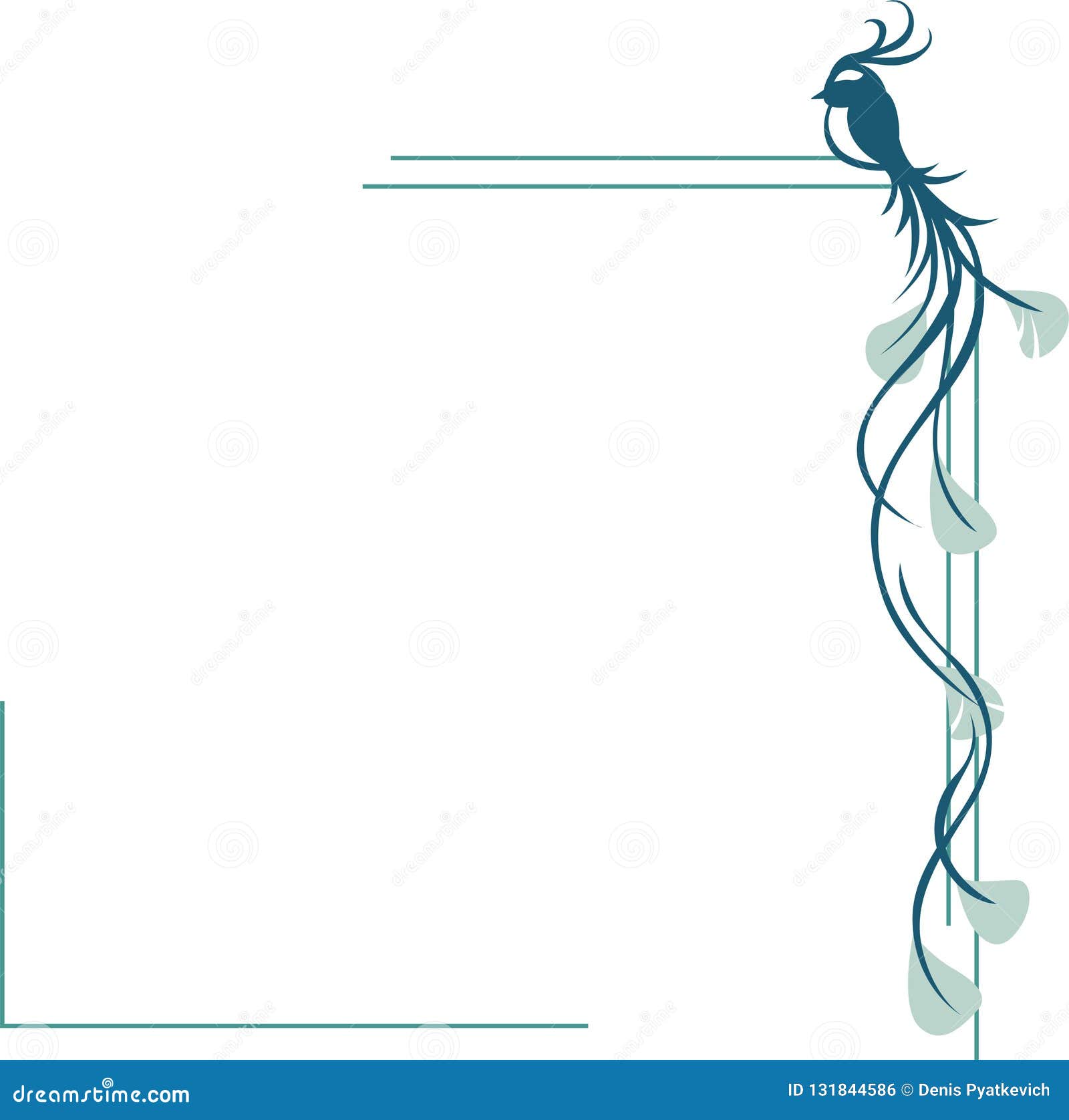 Frame With Bird And Flower On Background Of Lace And Heart Vector ...