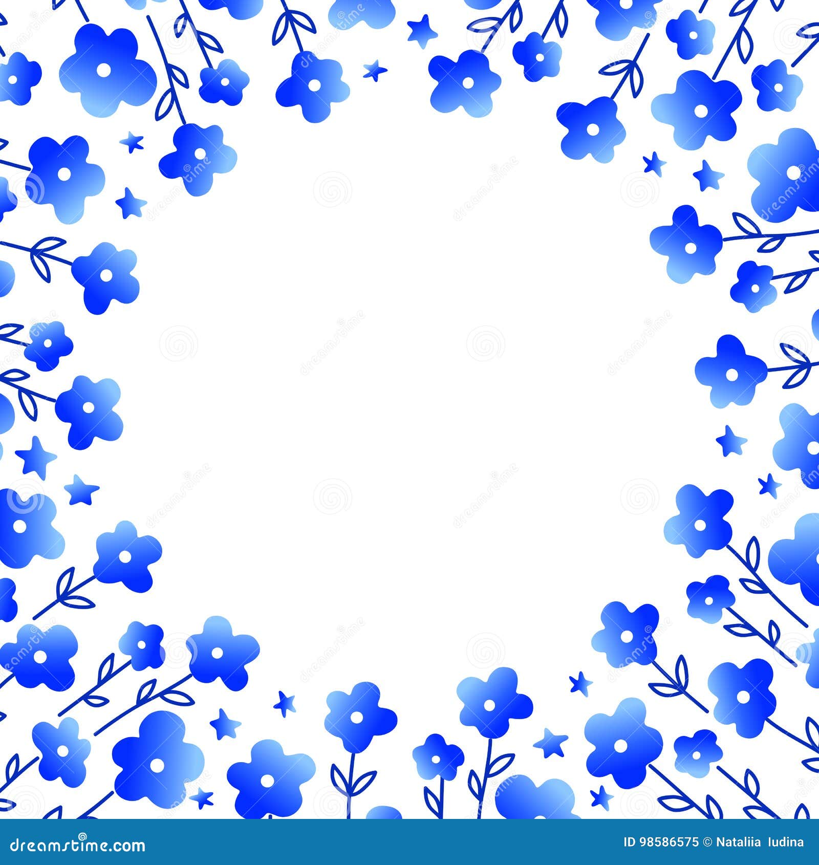 Vector Frame with Blue Flowers. Vector Illustration. Stock Vector ...