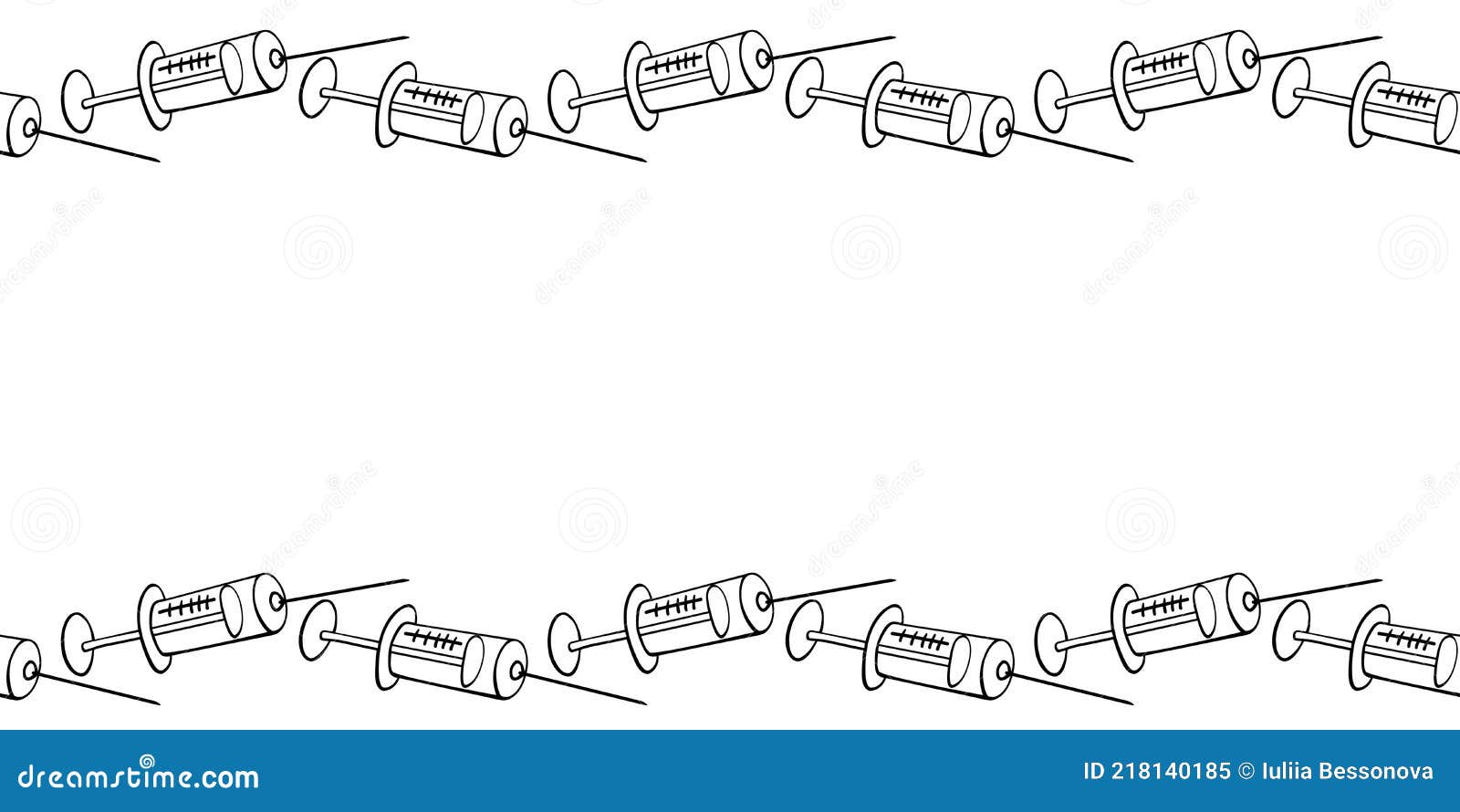 Vector Frame, Border Made of Contoured Syringes. Horizontal Top and ...