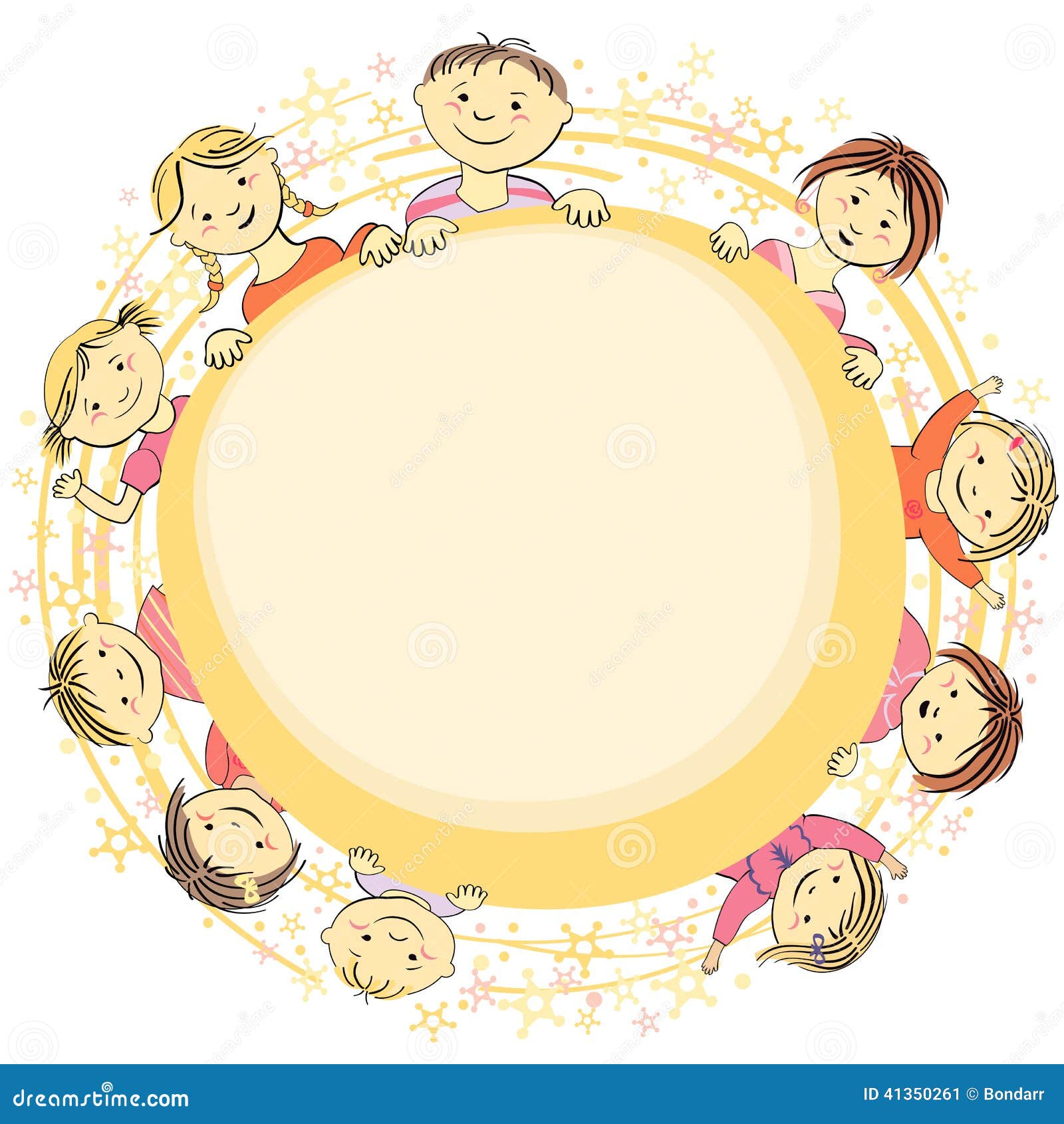 Vector Frame Circle for Text with Children Stock Vector - Illustration ...