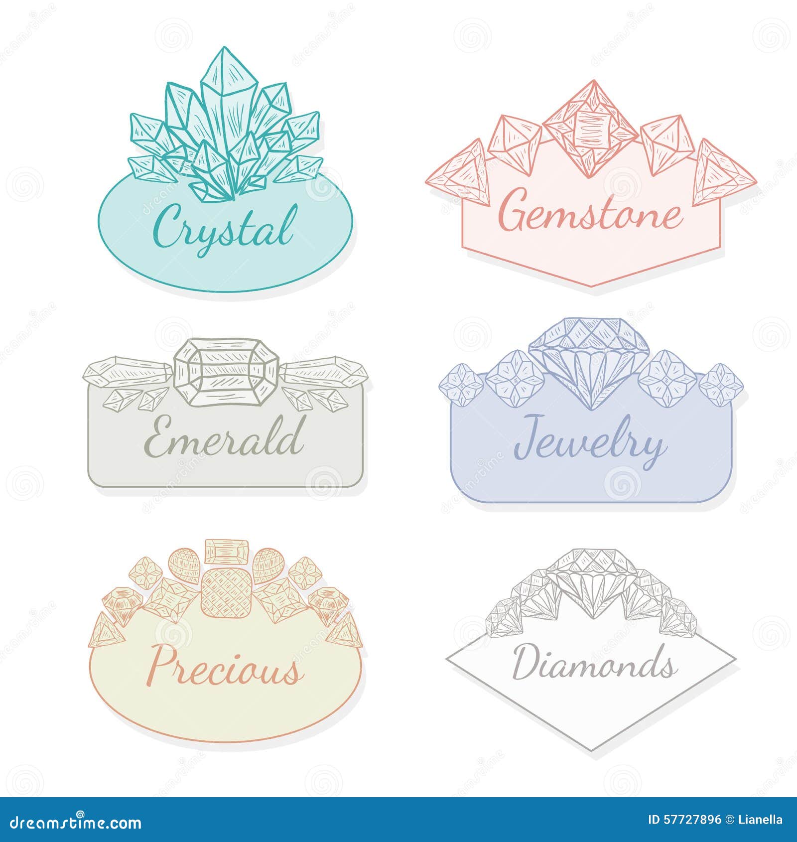 Vector Frame Collection with Gems and Crystals Stock Vector ...