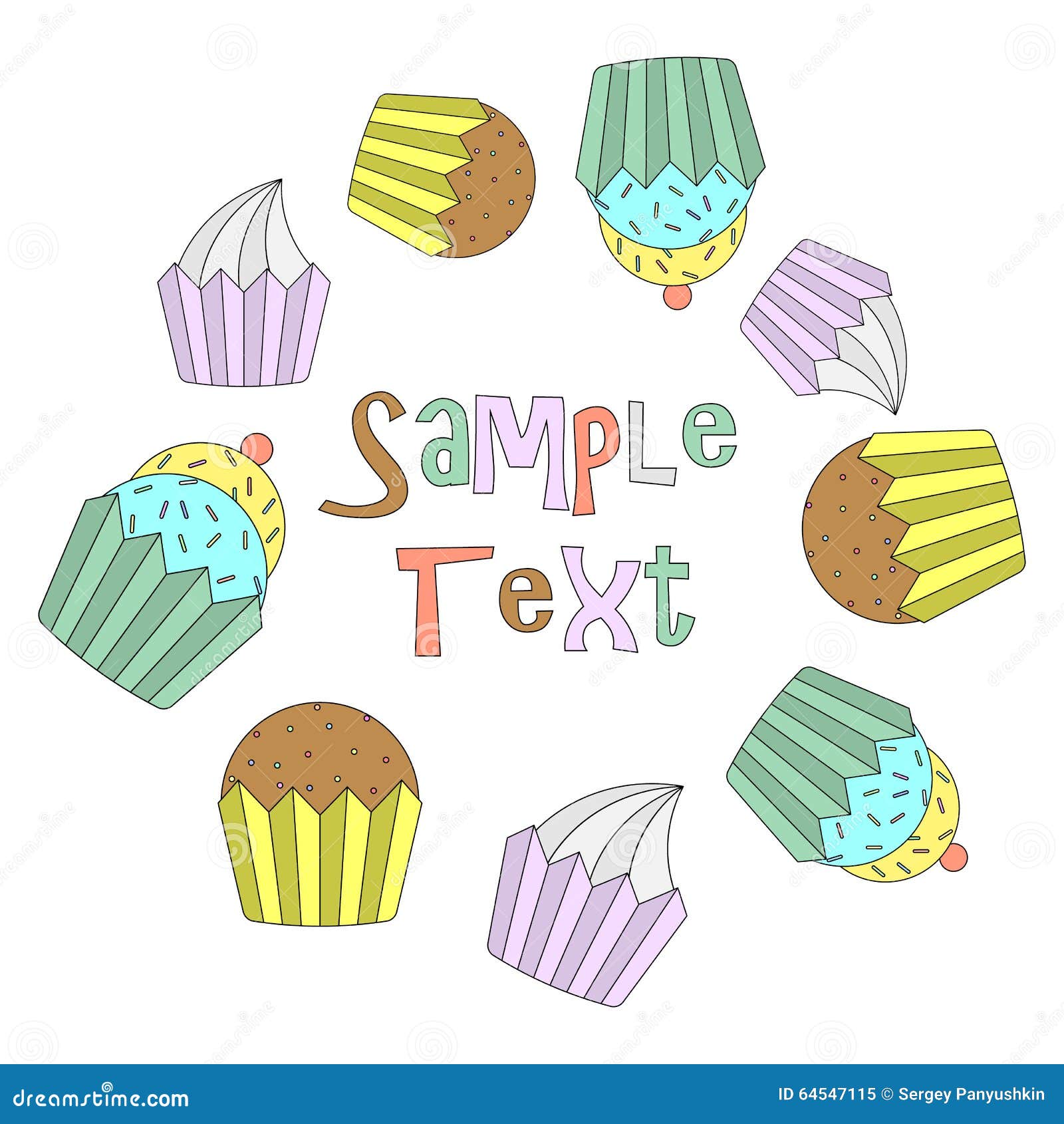 Vector frame of cupcakes stock vector. Illustration of dessert - 64547115