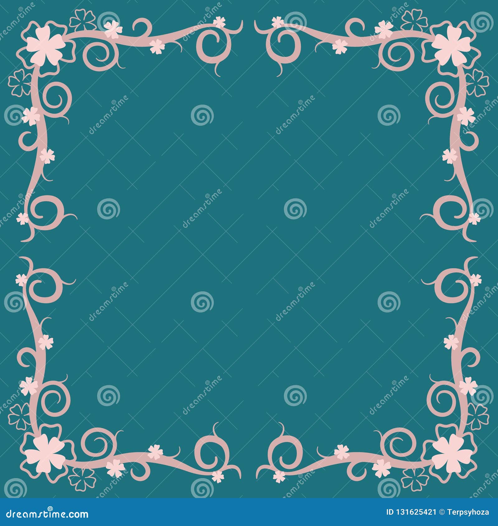 Vector Frame with Curls and Flowers Stock Vector - Illustration of ...