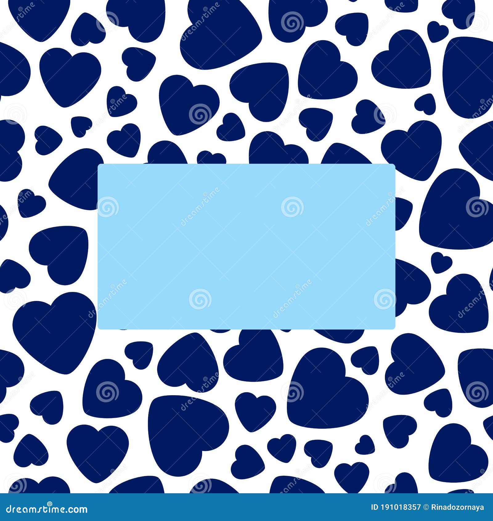 Vector Frame with Dark Blue Heart on White Background. Stock Vector ...