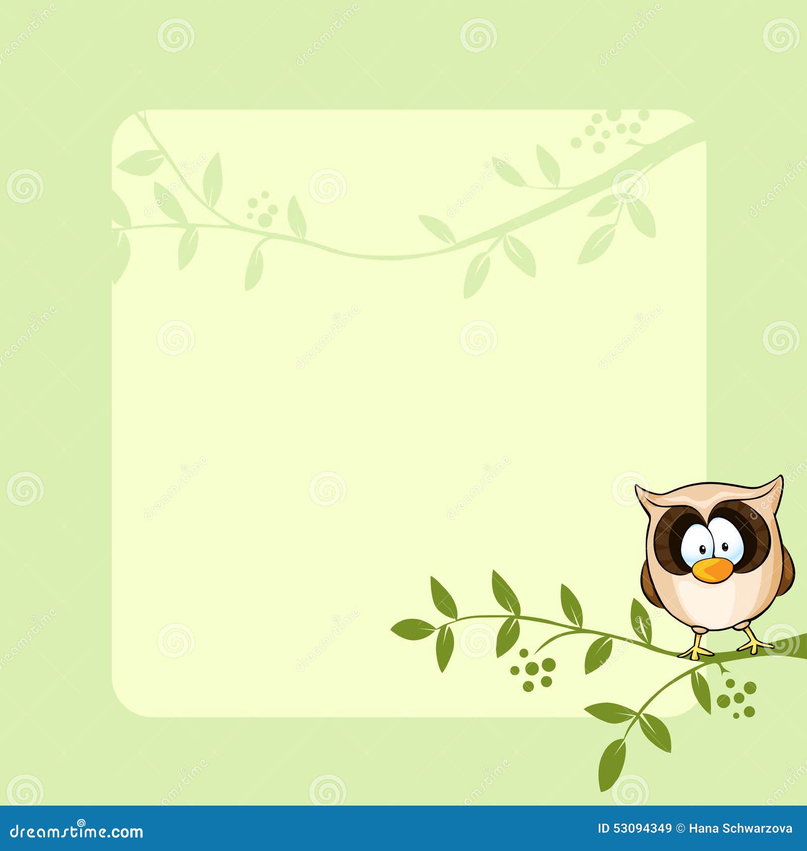 Vector Frame Design with Cute Owl Stock Vector - Illustration of cool ...
