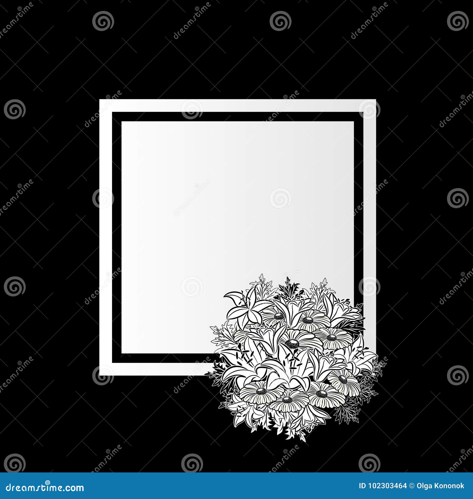 Vector frame with flowers stock vector. Illustration of black - 102303464