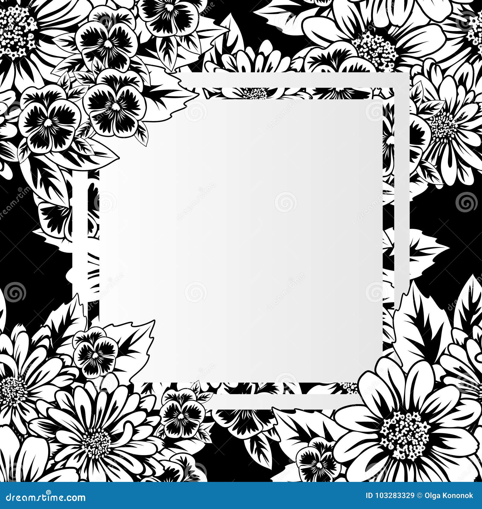 Vector frame with flowers stock vector. Illustration of plant - 103283329