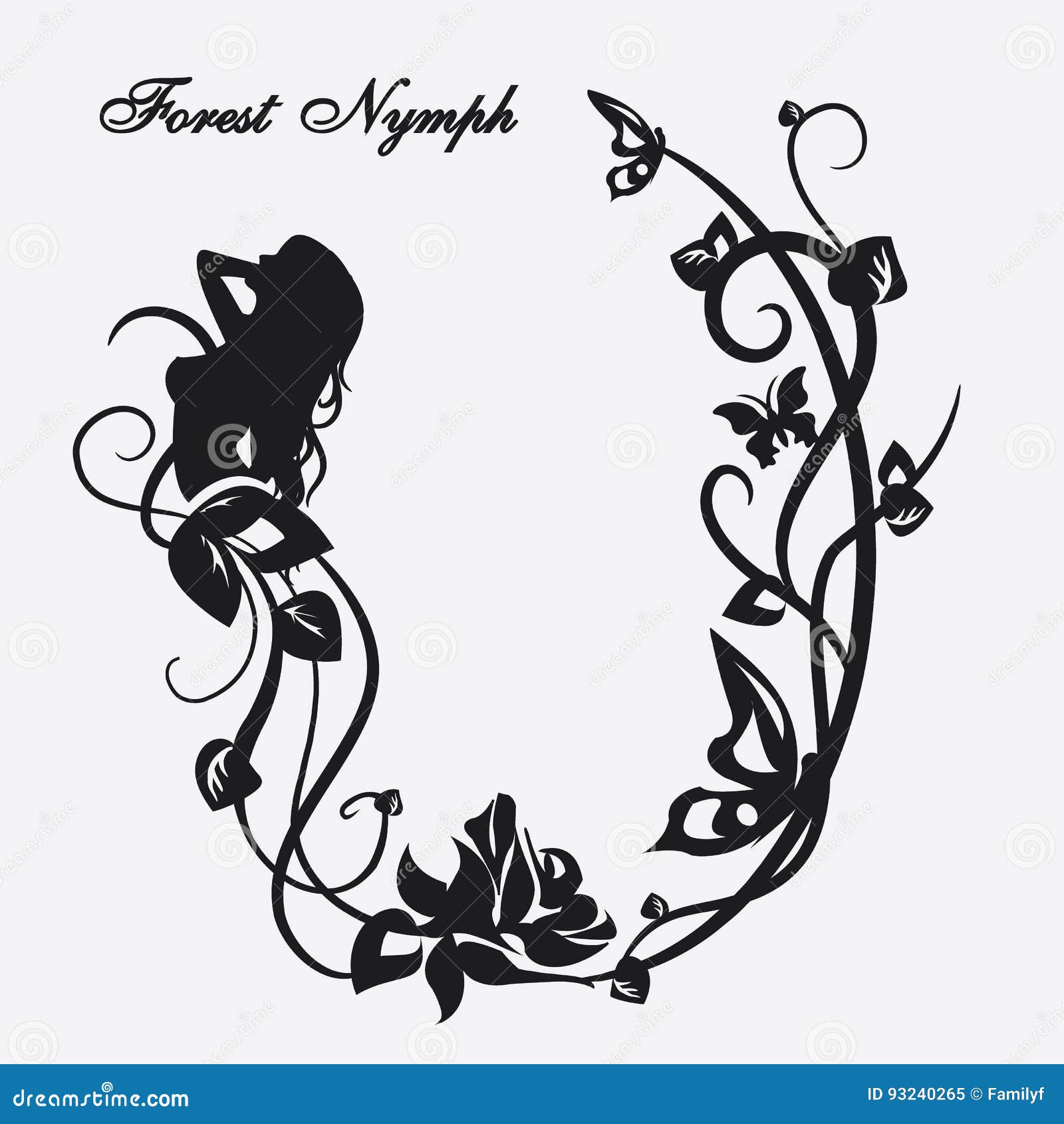 Vector frame. Forest nymph stock vector. Illustration of female - 93240265