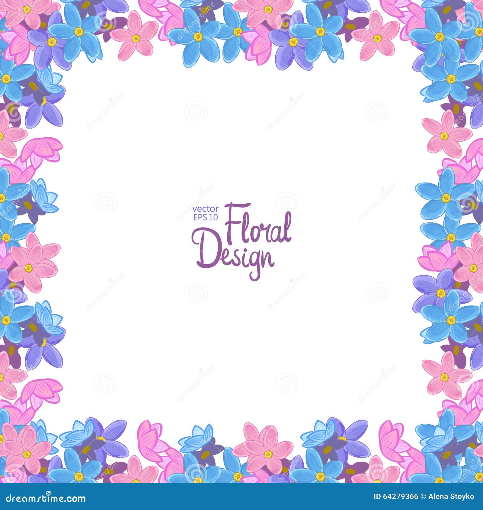 Vector Frame with Forget-me-not Flowers Stock Vector - Illustration of ...
