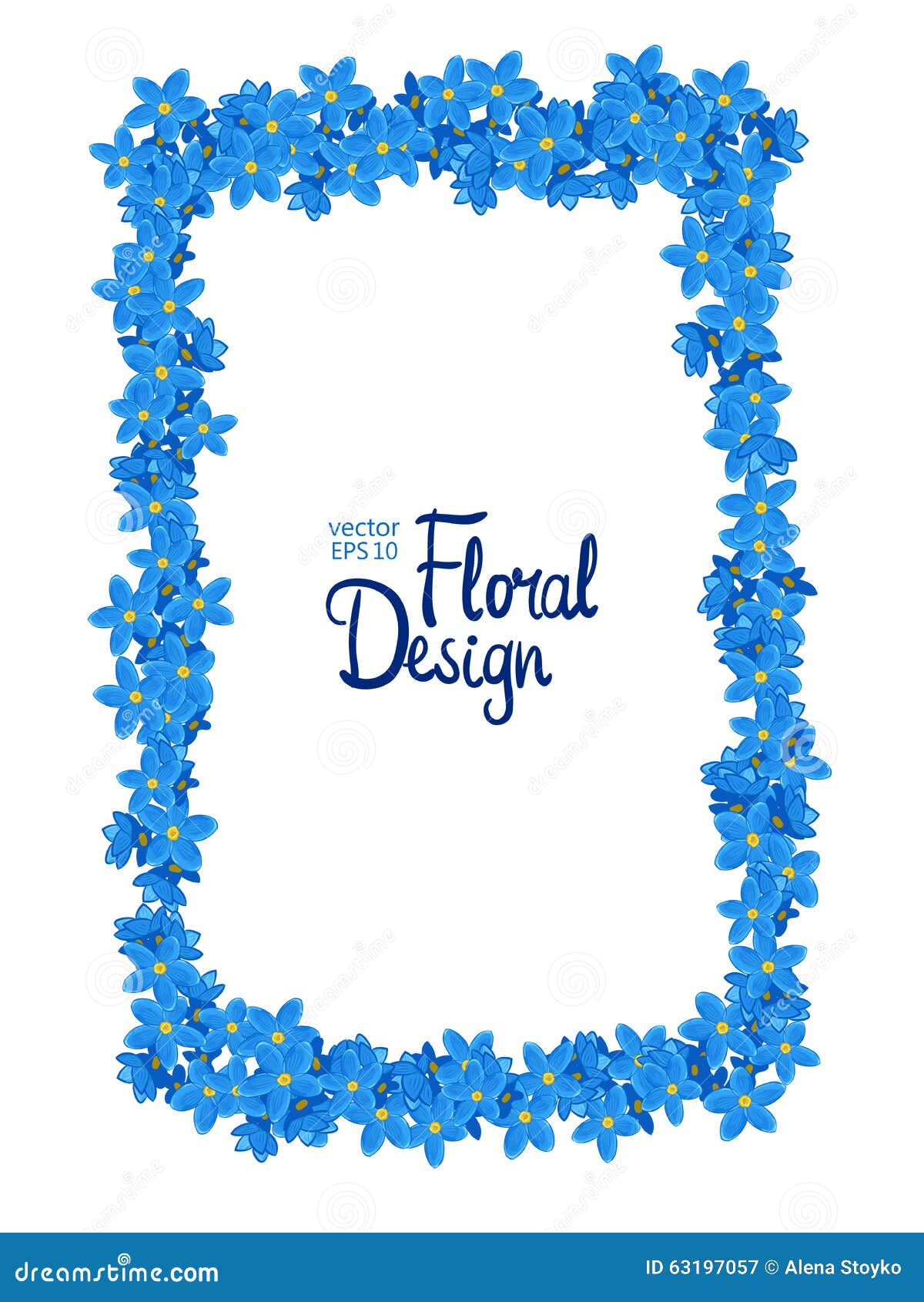 Vector Frame with Forget-me-not Flowers Stock Vector - Illustration of ...