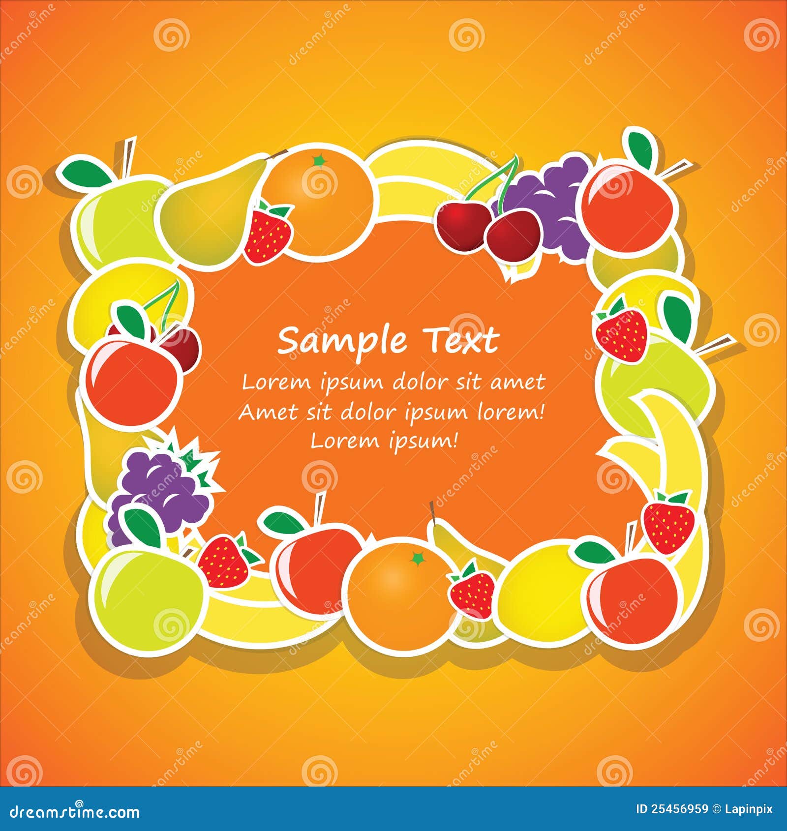 Vector frame from fruits 2 stock vector. Illustration of icons - 25456959