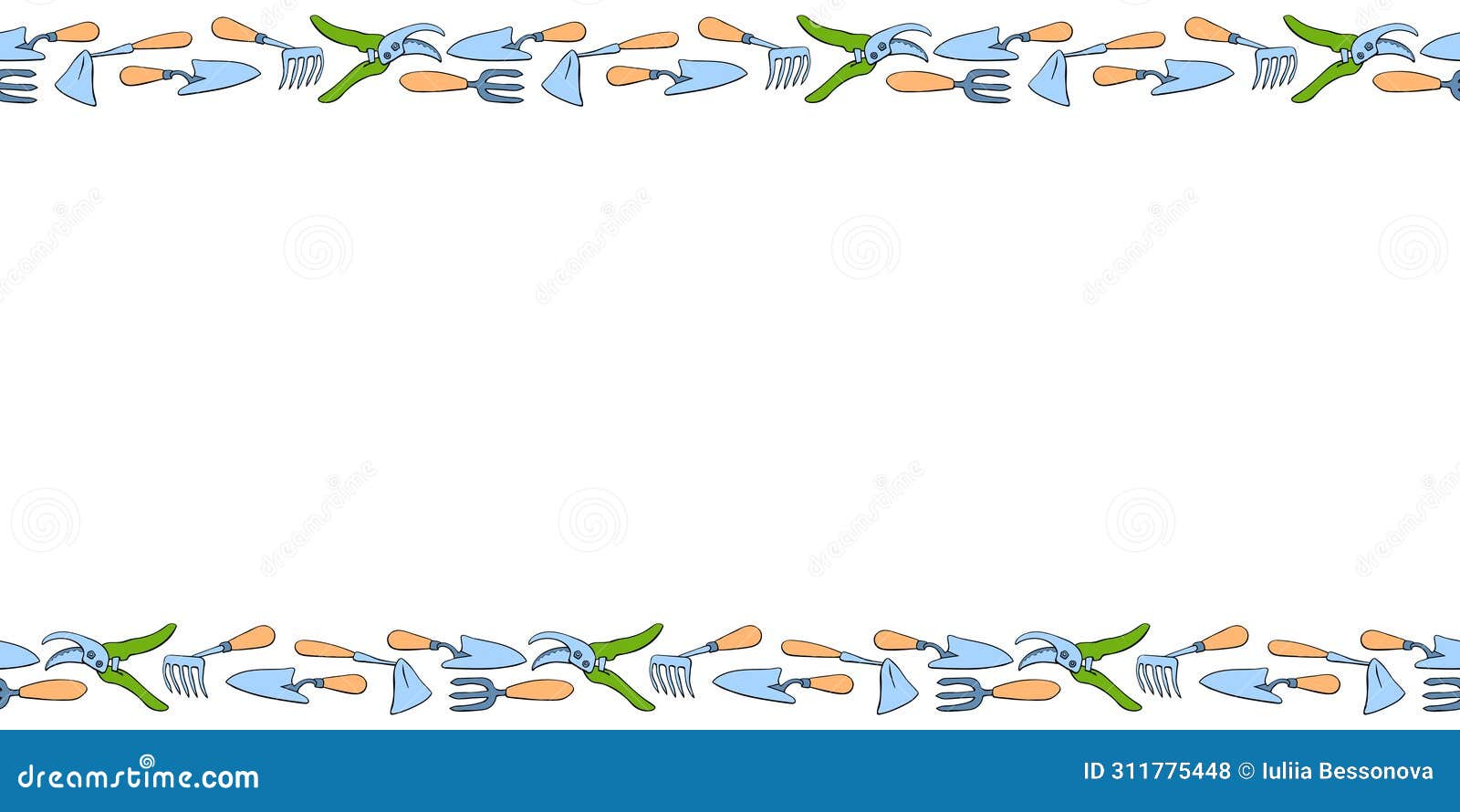 Vector Frame of Garden Tools: Hoes, Fork, Pruner, Pruning Shears ...