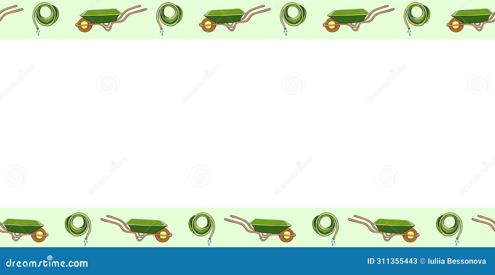 Vector Frame from Garden Wheelbarrow, Rolled Hose for Irrigation ...