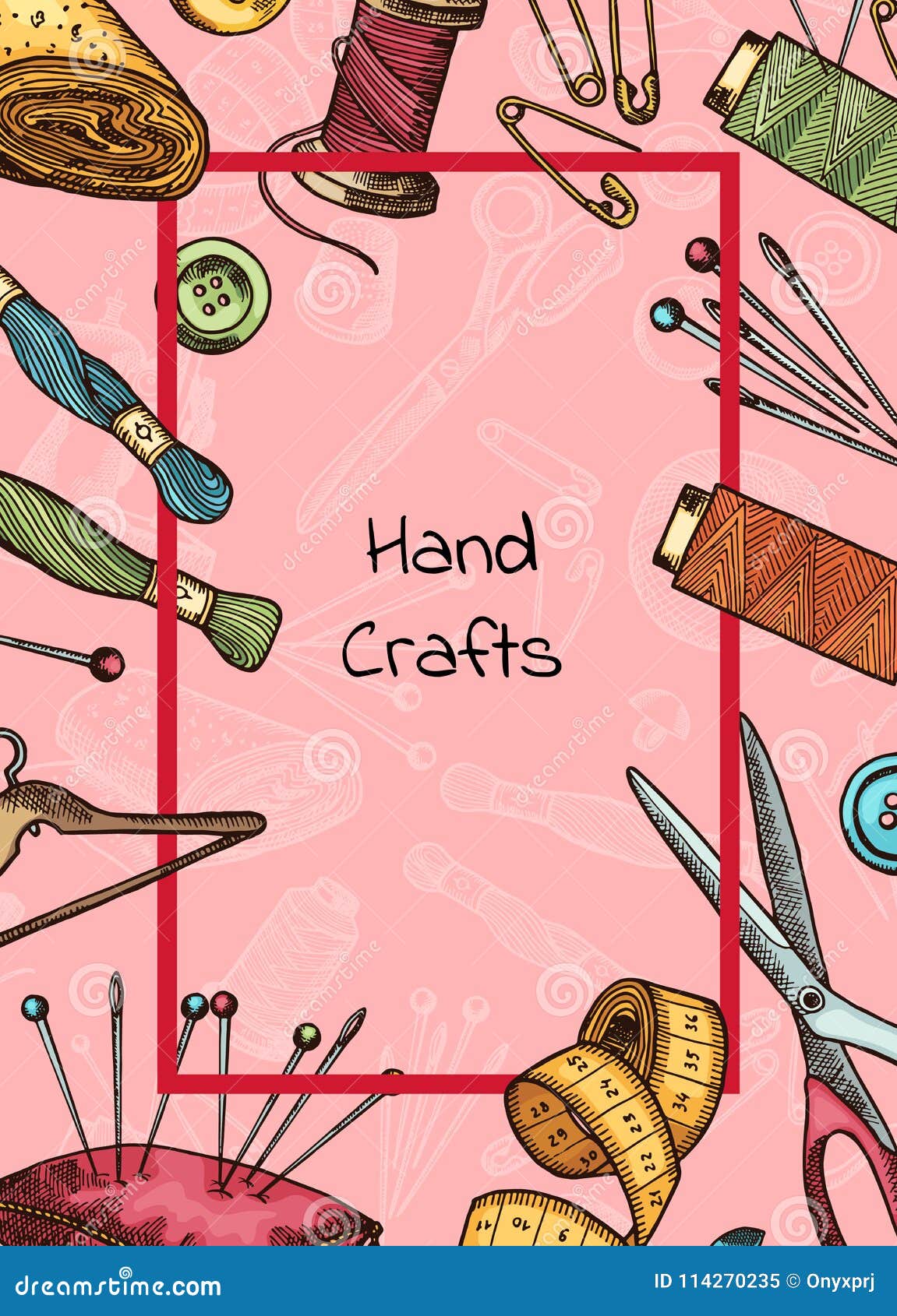 Vector Frame with Hand Drawn Sewing Elements Illustration Stock Vector ...