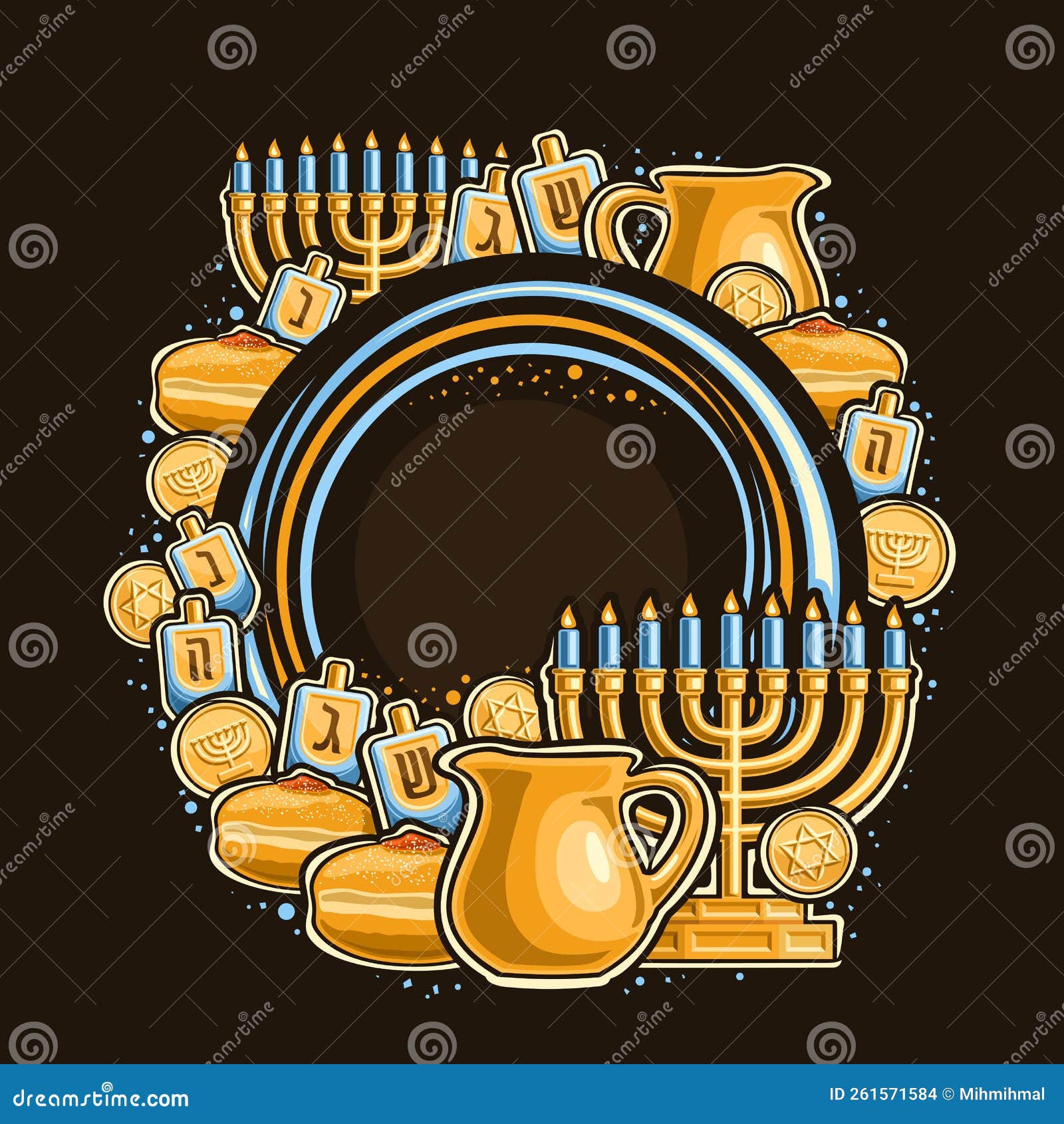 Vector frame for Hanukkah stock vector. Illustration of hanaka - 261571584