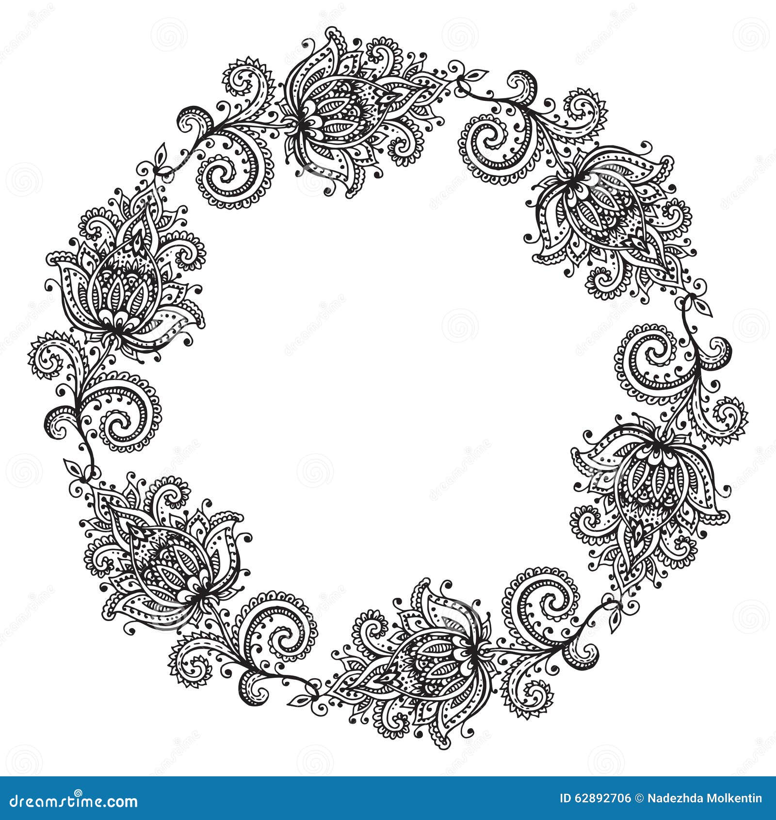 Vector Frame with Henna Floral Elements Stock Vector - Illustration of ...