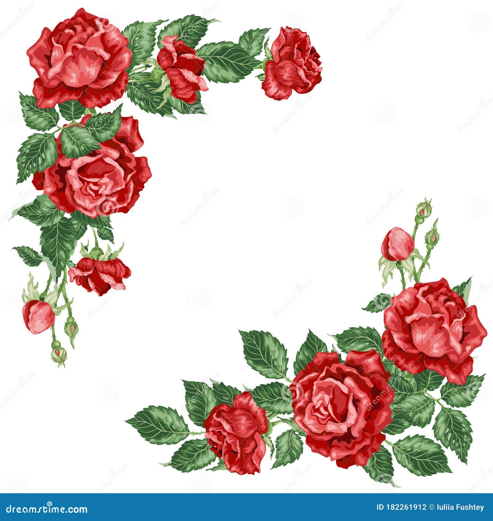 Vector Frame Illustration with Rose Flowers Stock Vector - Illustration ...