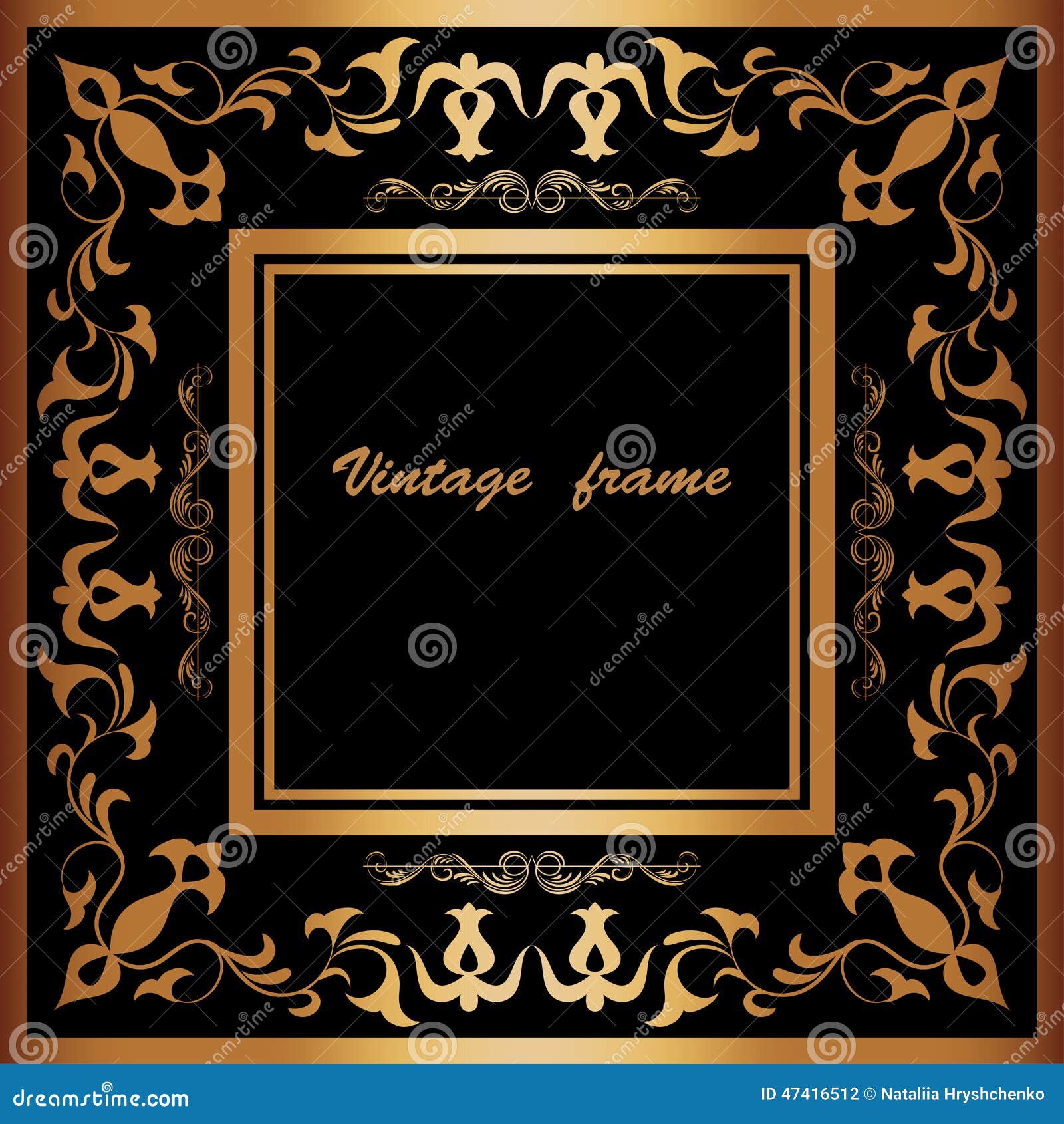 Vector Frame with Lace Square Ornament Stock Vector - Illustration of ...
