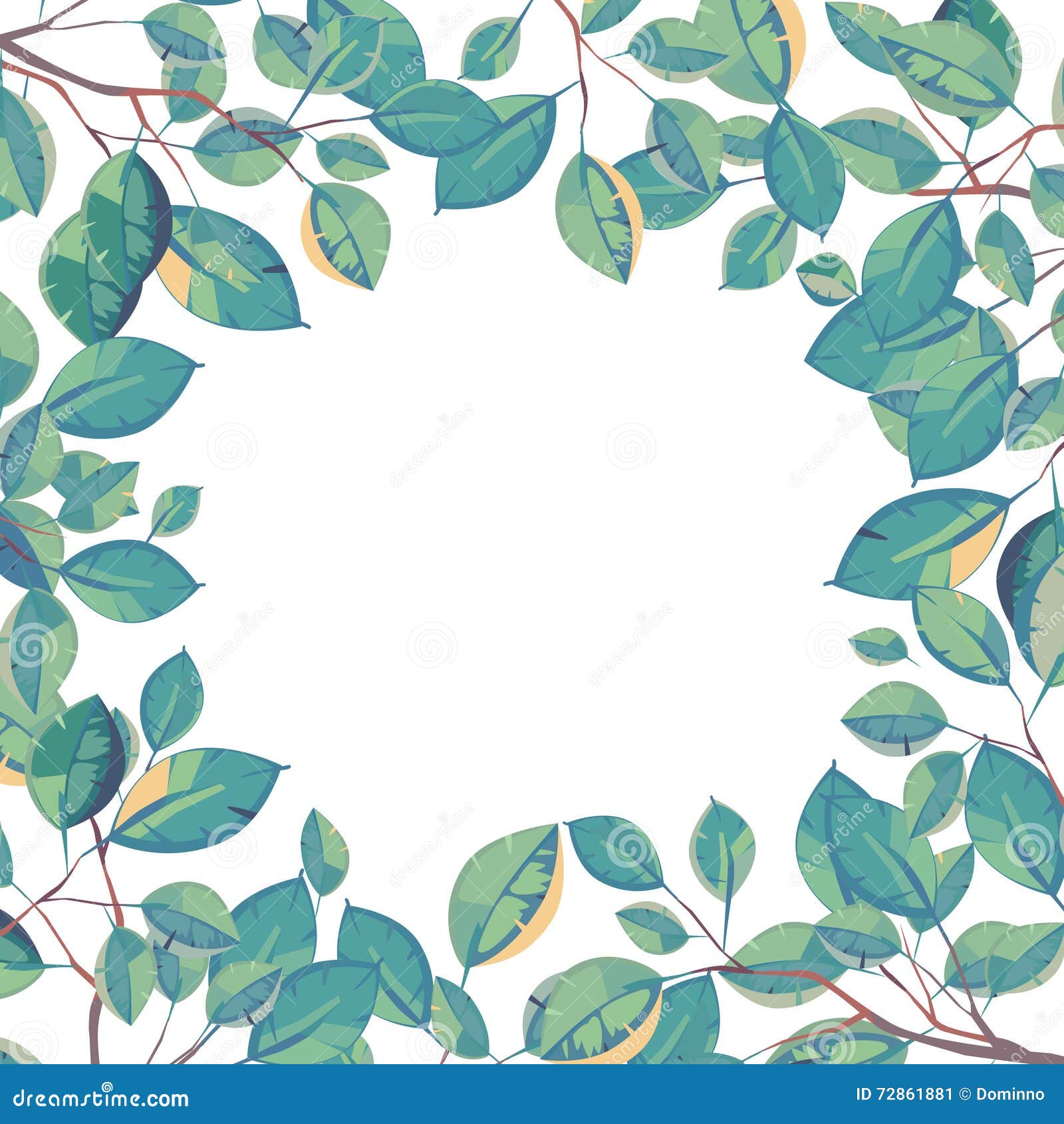 Vector Frame of Leaves. Natural Background Stock Vector - Illustration ...