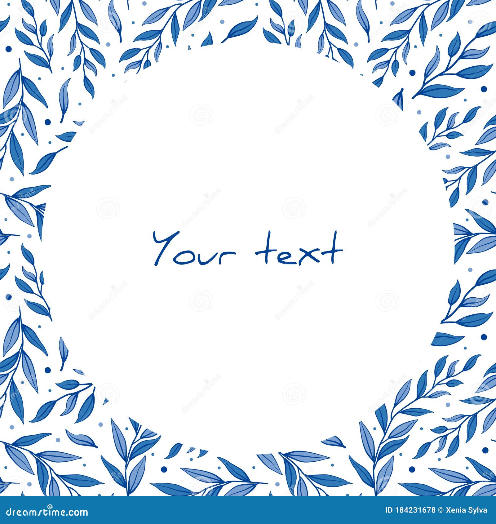 Vector Frame with Light Blue Leaves. Stock Vector - Illustration of ...
