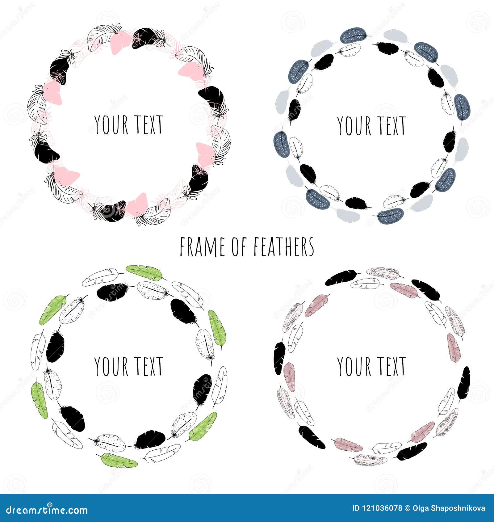 Vector Frame Made from Feathers. Vector Illustration on White ...