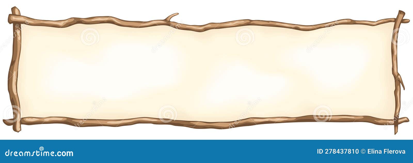 Vector Frame is Made from Tree Branch with Vintage Paper Inside ...