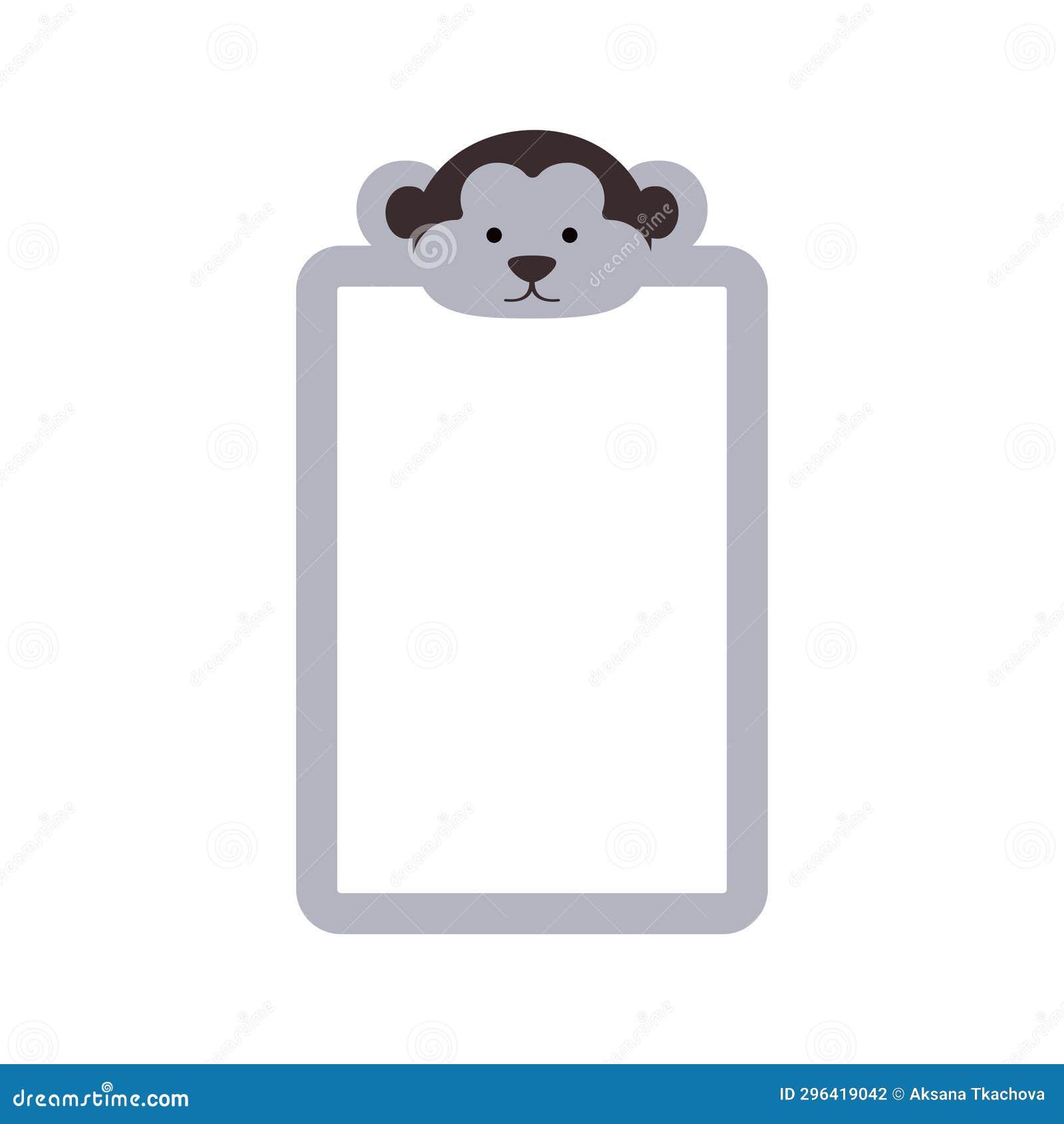 Vector Frame with a Monkey S Head. Children S Photo Frame with Animals ...