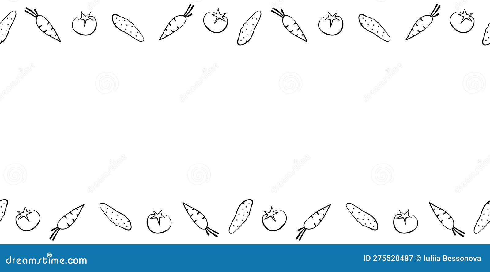 Vector Frame from Outline Fresh Vegetables- Cucumbers, Tomatoes ...