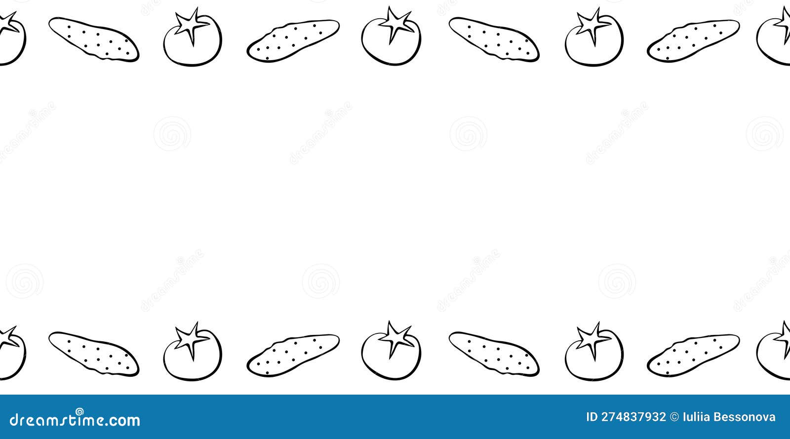 Vector Frame from Outline Fresh Vegetables- Cucumbers, Tomatoes ...