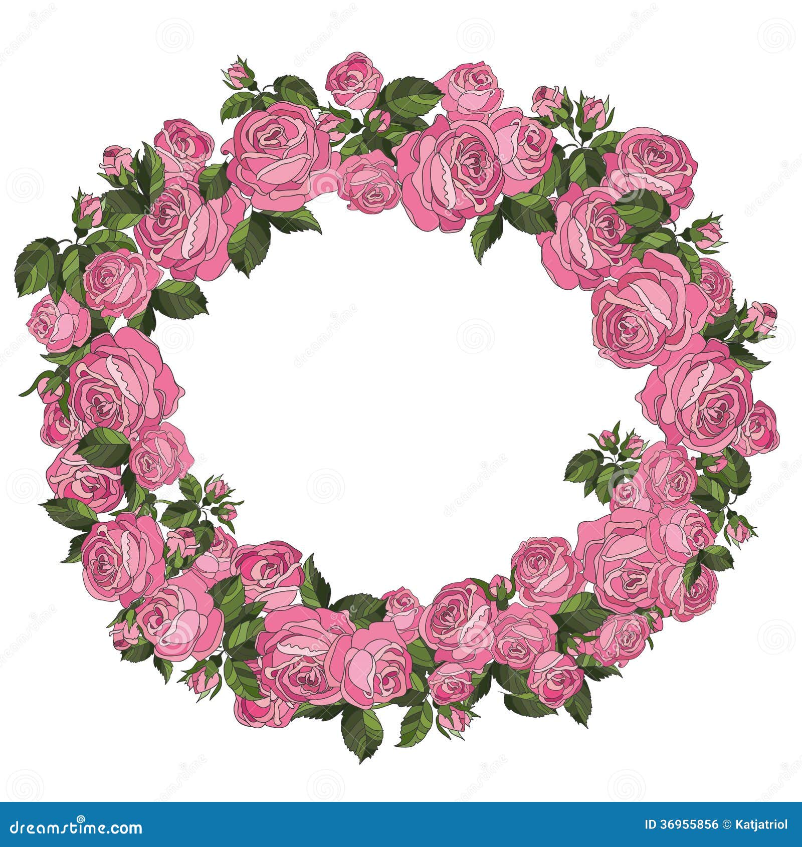 Vector frame of pink roses stock vector. Illustration of symbol - 36955856