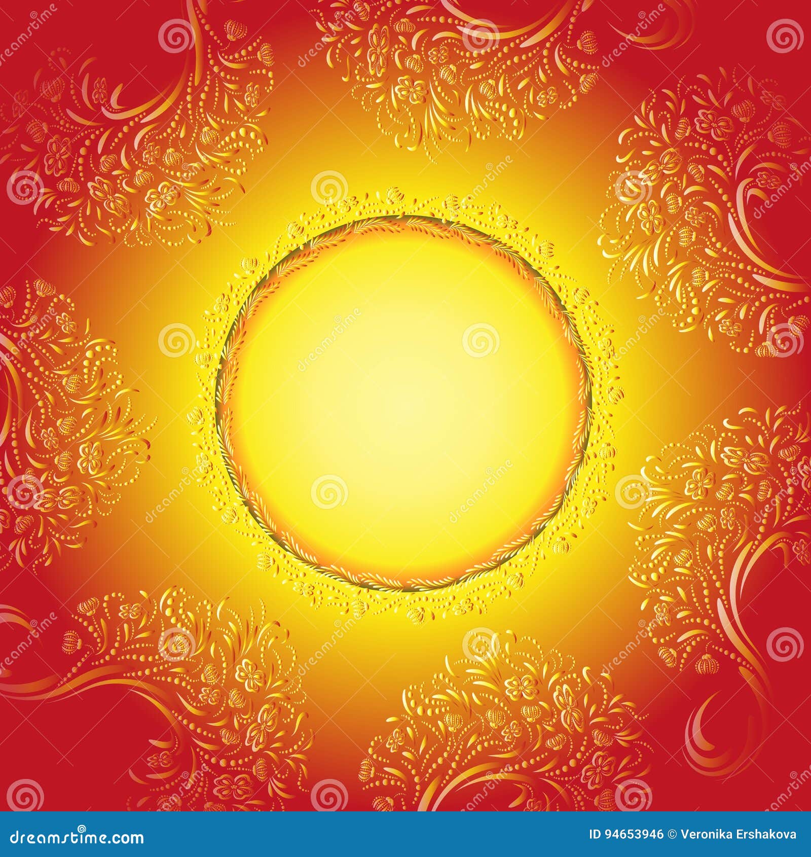 Vector Frame with Sunny Floral Ornament. Stock Illustration ...