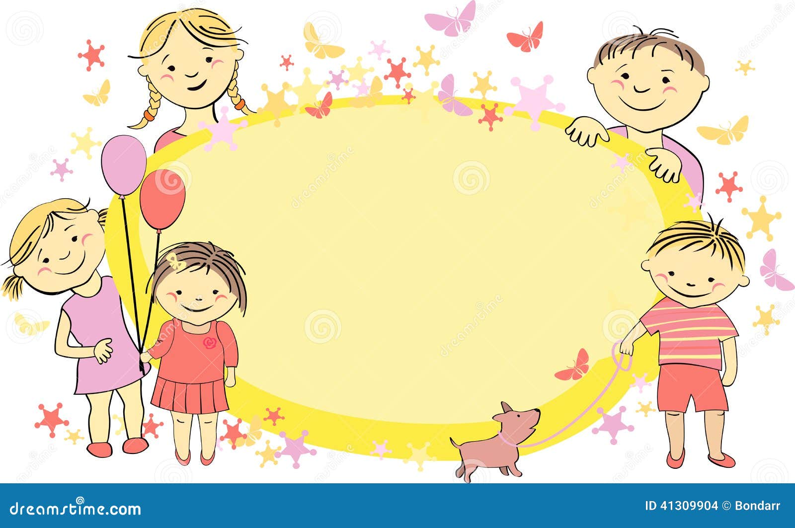 Vector Frame for Text with Children Stock Vector - Illustration of ...