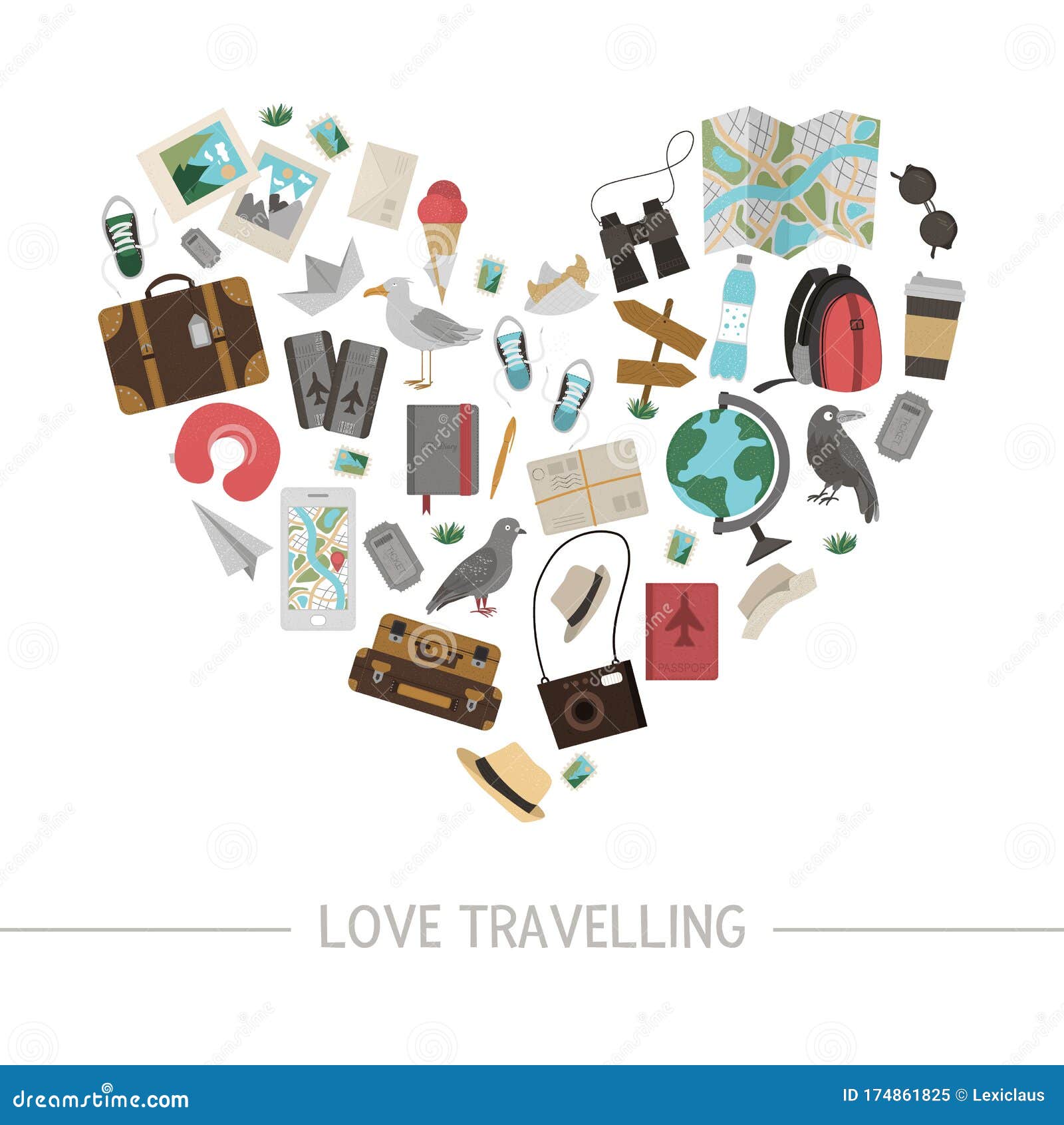 Vector Frame with Travelling Objects. Journey Elements Banner Design ...