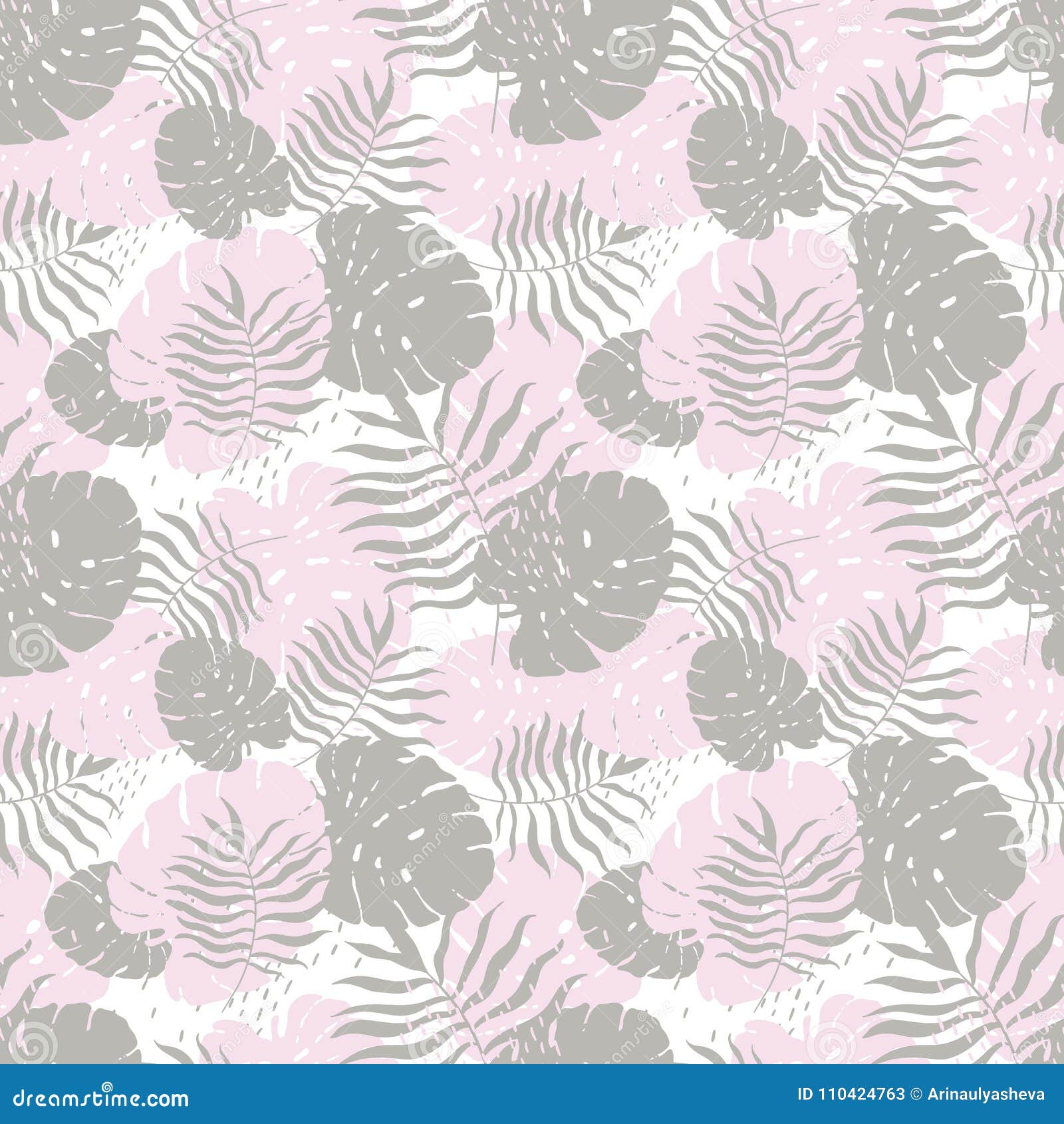 Vector Pattern Pastel Tropical Pastel Leaves. Stock Illustration ...
