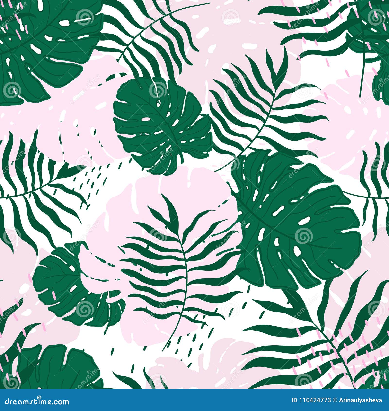 Vector Pattern Pastel Tropical Pastel Leaves. Stock Illustration ...