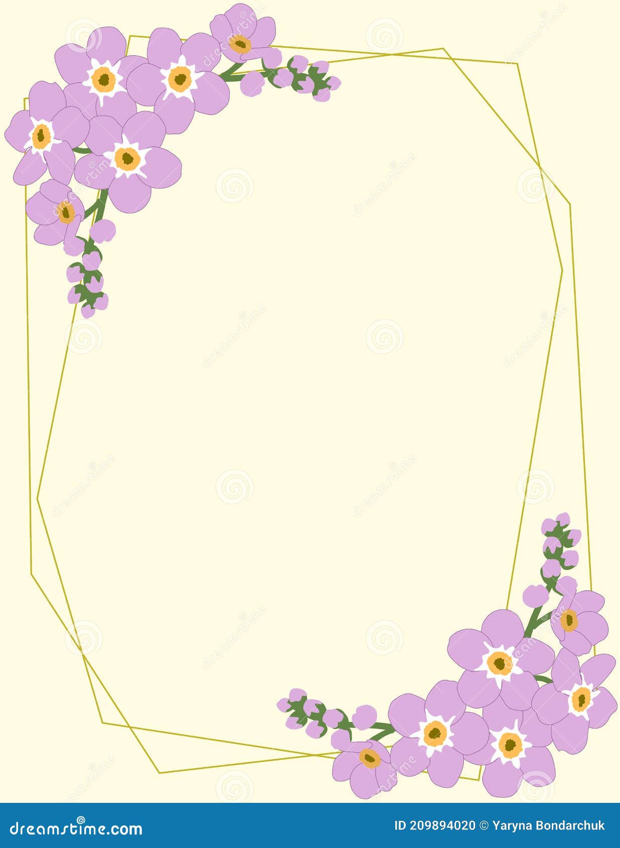 Vector Frame with Violet Flowers Stock Vector - Illustration of border ...