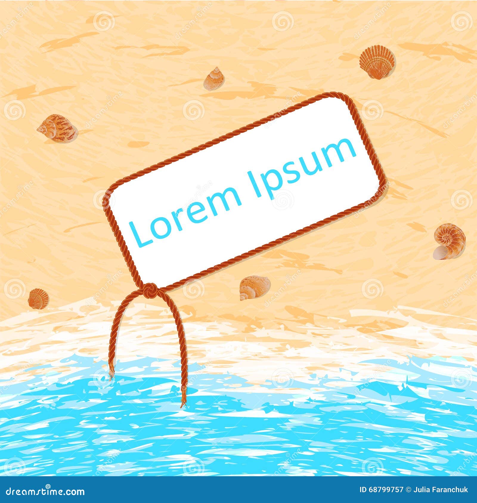 Vector Frame for Your Text on the Sandy Beach. Sea, Shells, Sand Stock ...