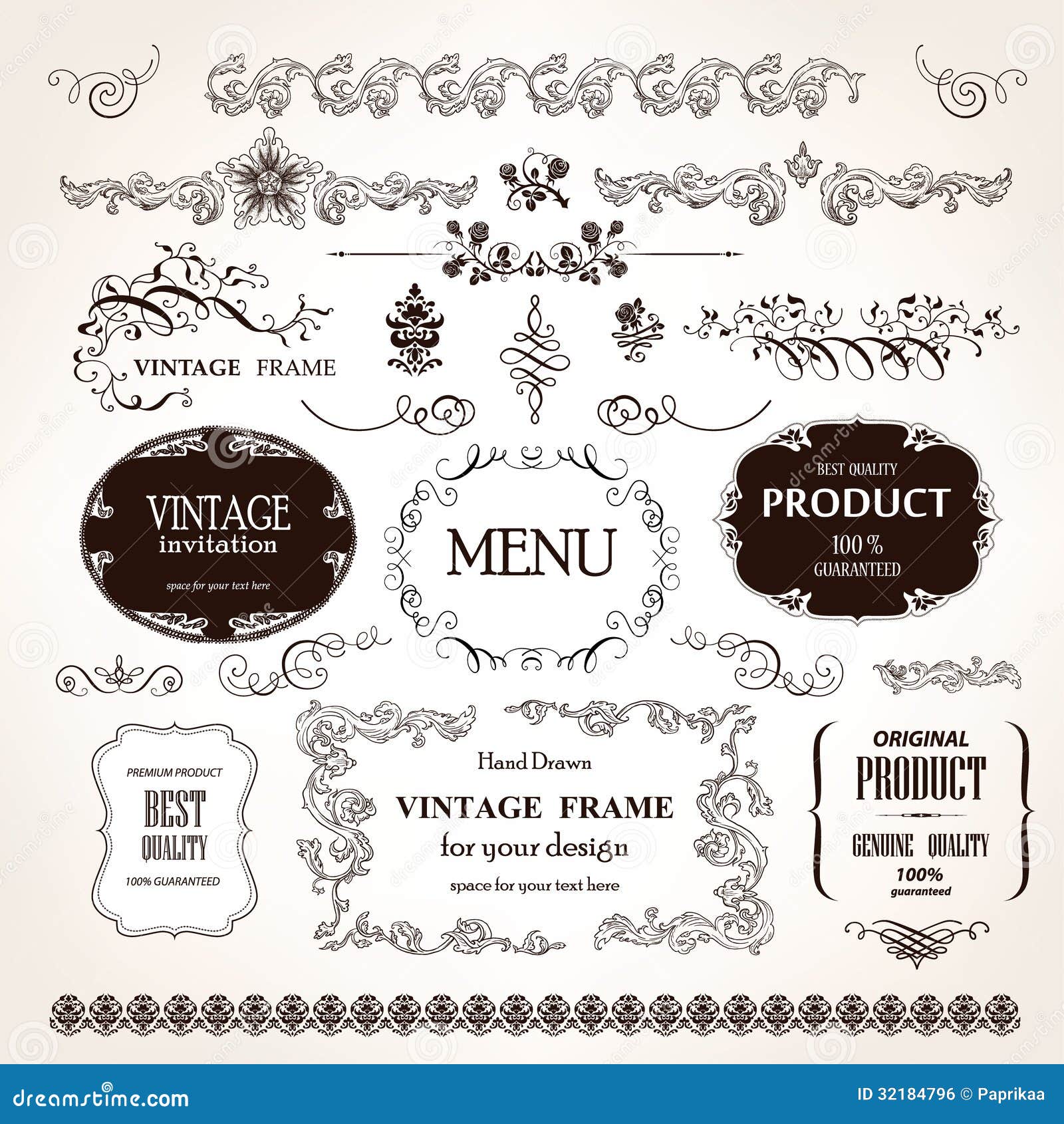 Vector Frames and Design Calligraphic Elements Set Stock Vector ...