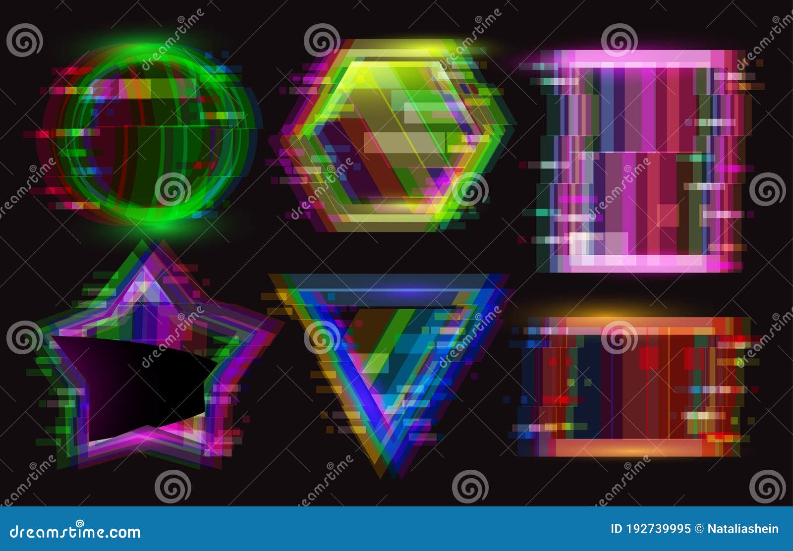 Vector Frames with Glitch Tv Distortion Effect and a Place for Text ...