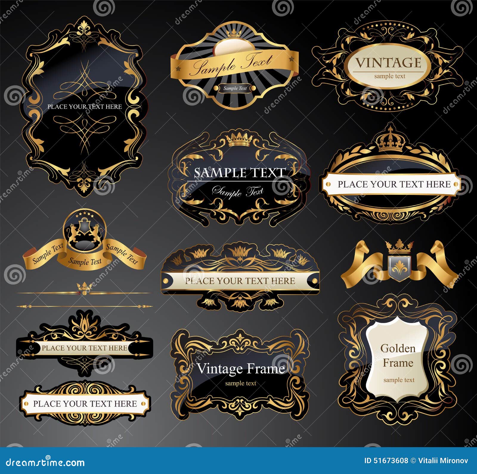Vector Frames and Ornamental Labels Set Stock Vector - Illustration of ...