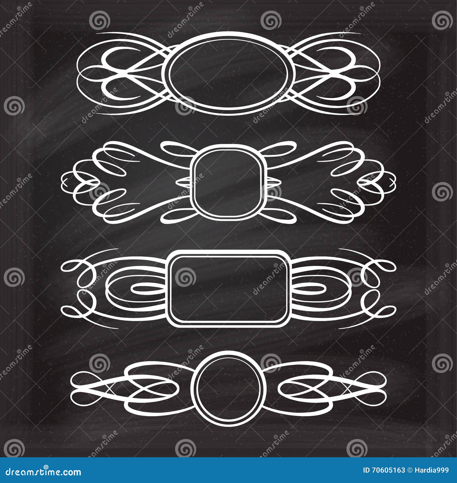 Vector Frames Set on the Chalkboard. Stock Vector - Illustration of ...