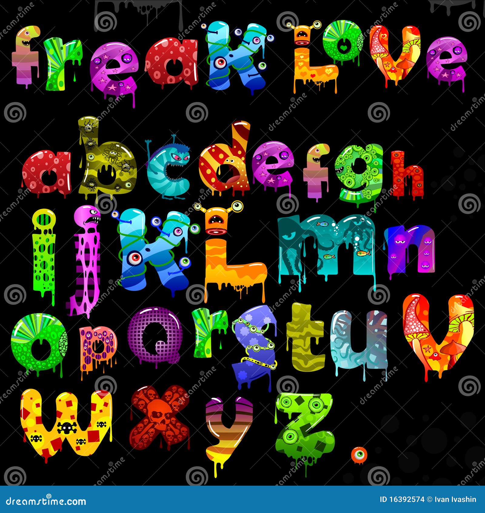 Vector freak alphabet stock vector. Illustration of horror - 16392574