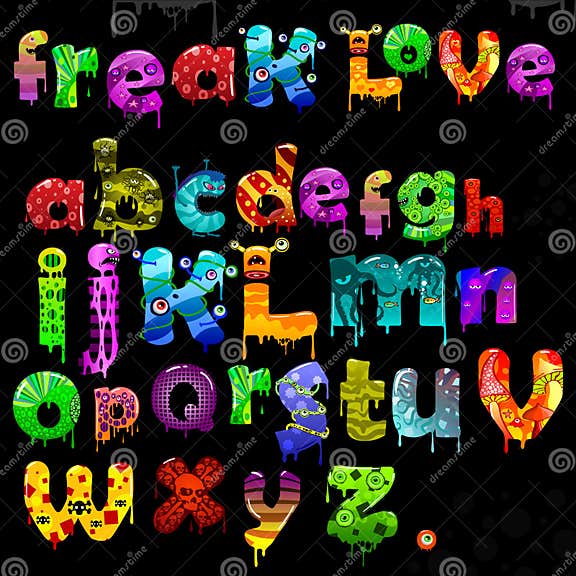 Vector freak alphabet stock vector. Illustration of horror - 16392574