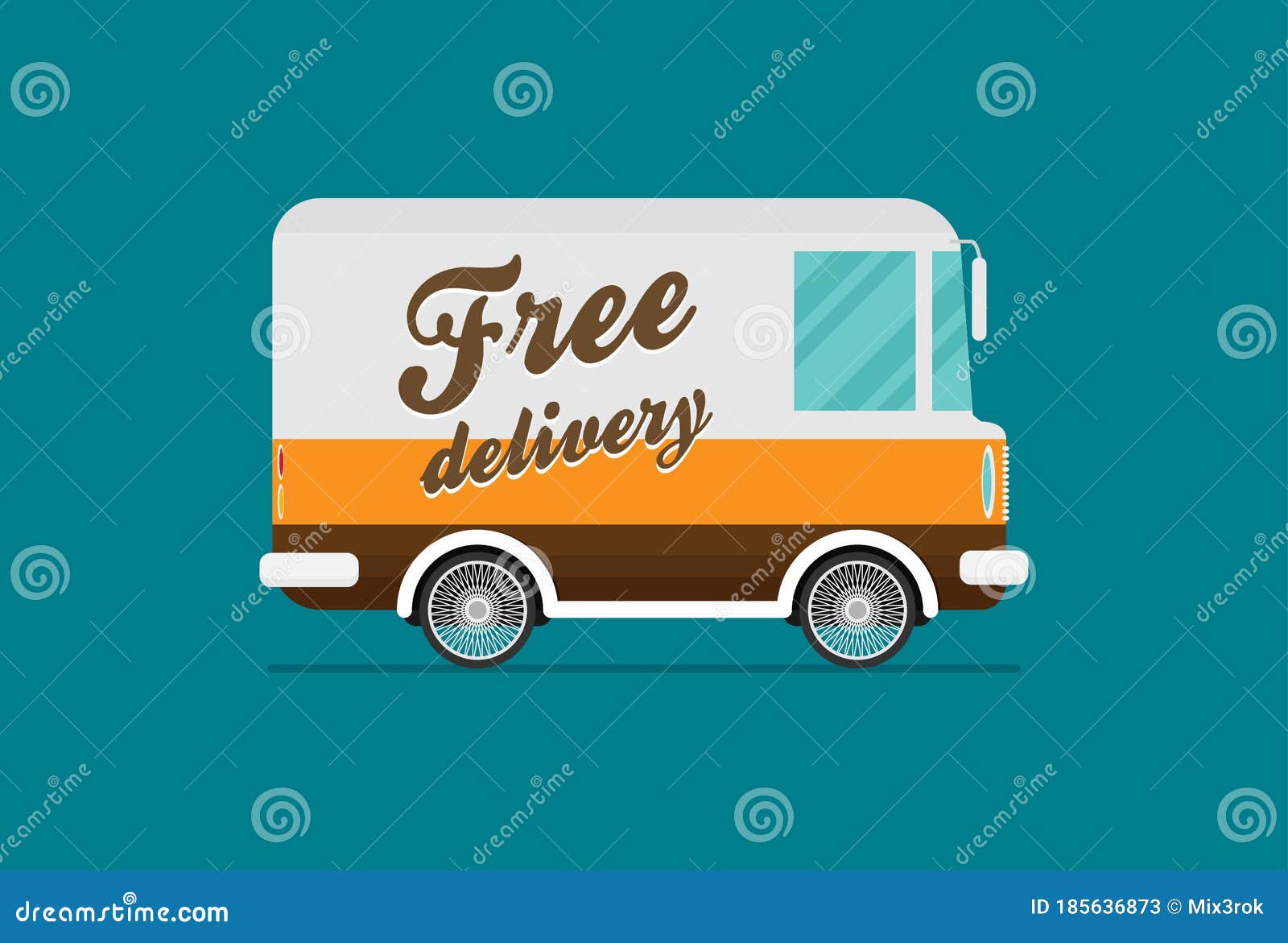 Vector Free Shipping Car. Flat Vector Stock Vector - Illustration of ...