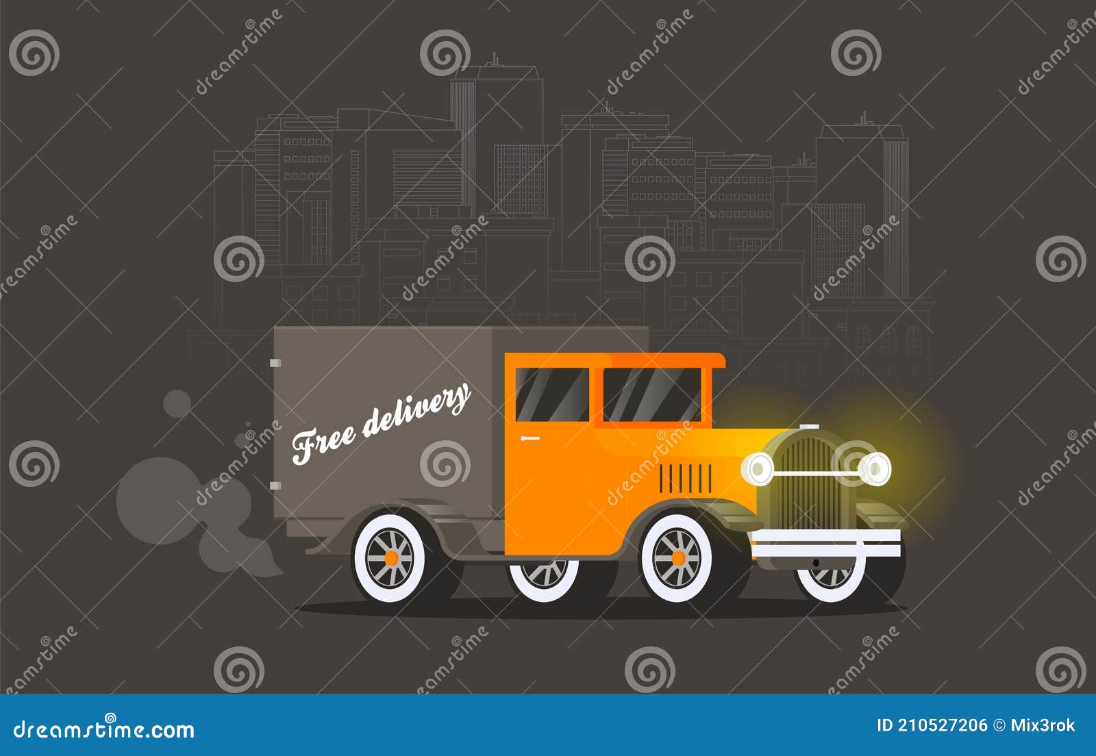 Vector Free Shipping Car. Flat Vector Stock Vector - Illustration of ...