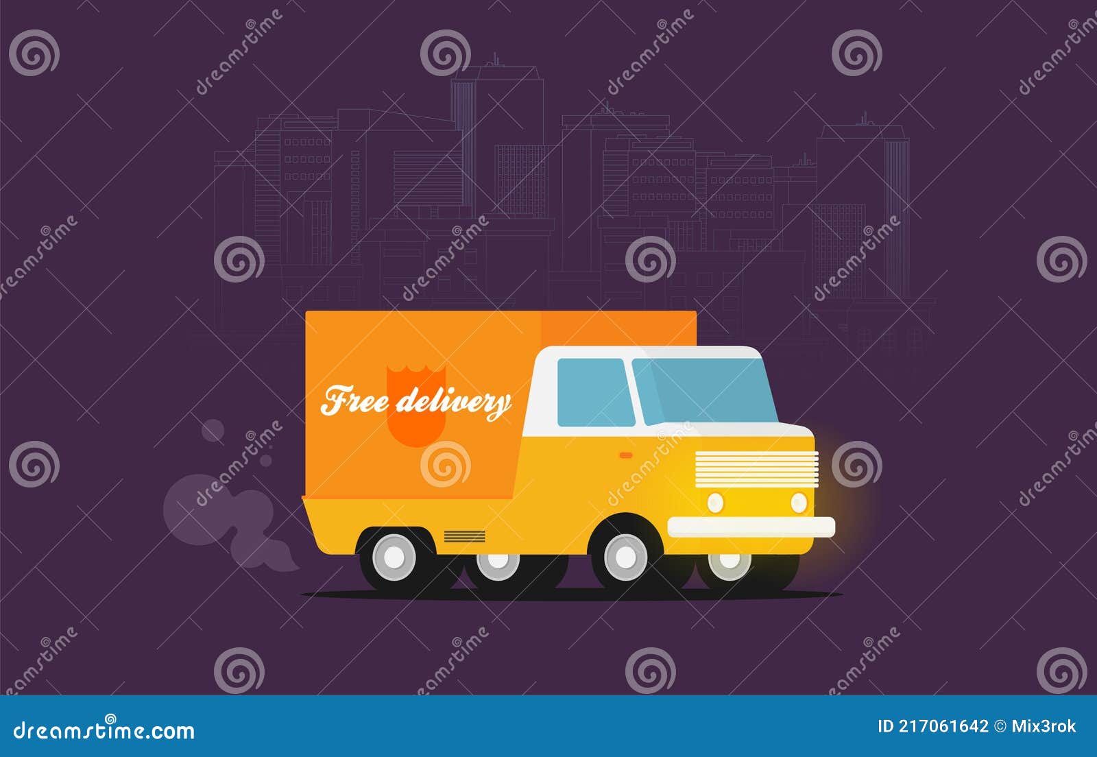 Vector Free Shipping Car. Flat Vector Stock Vector - Illustration of ...